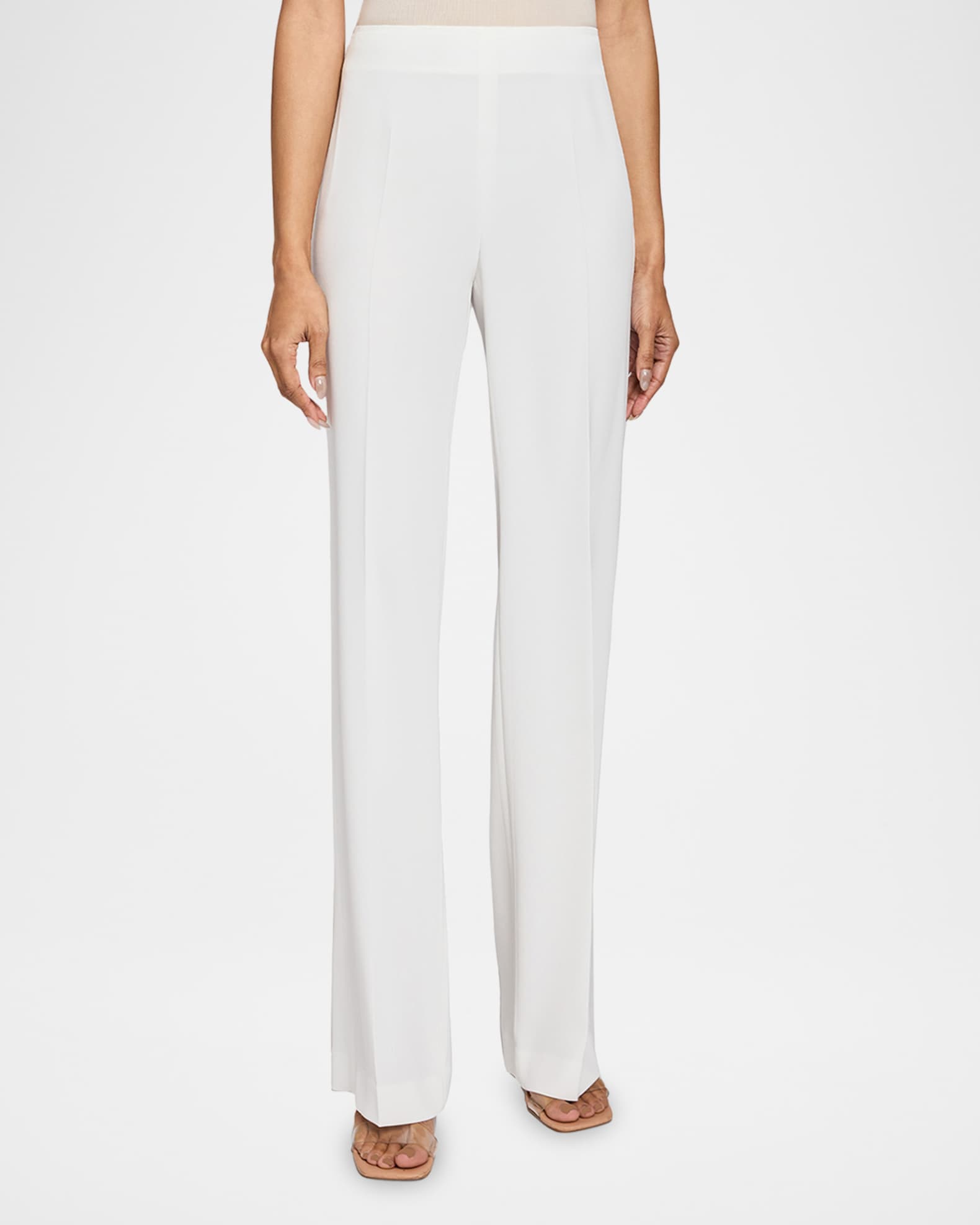 Santorelli Straight-Leg Fluid Cady Pants | Neiman Marcus