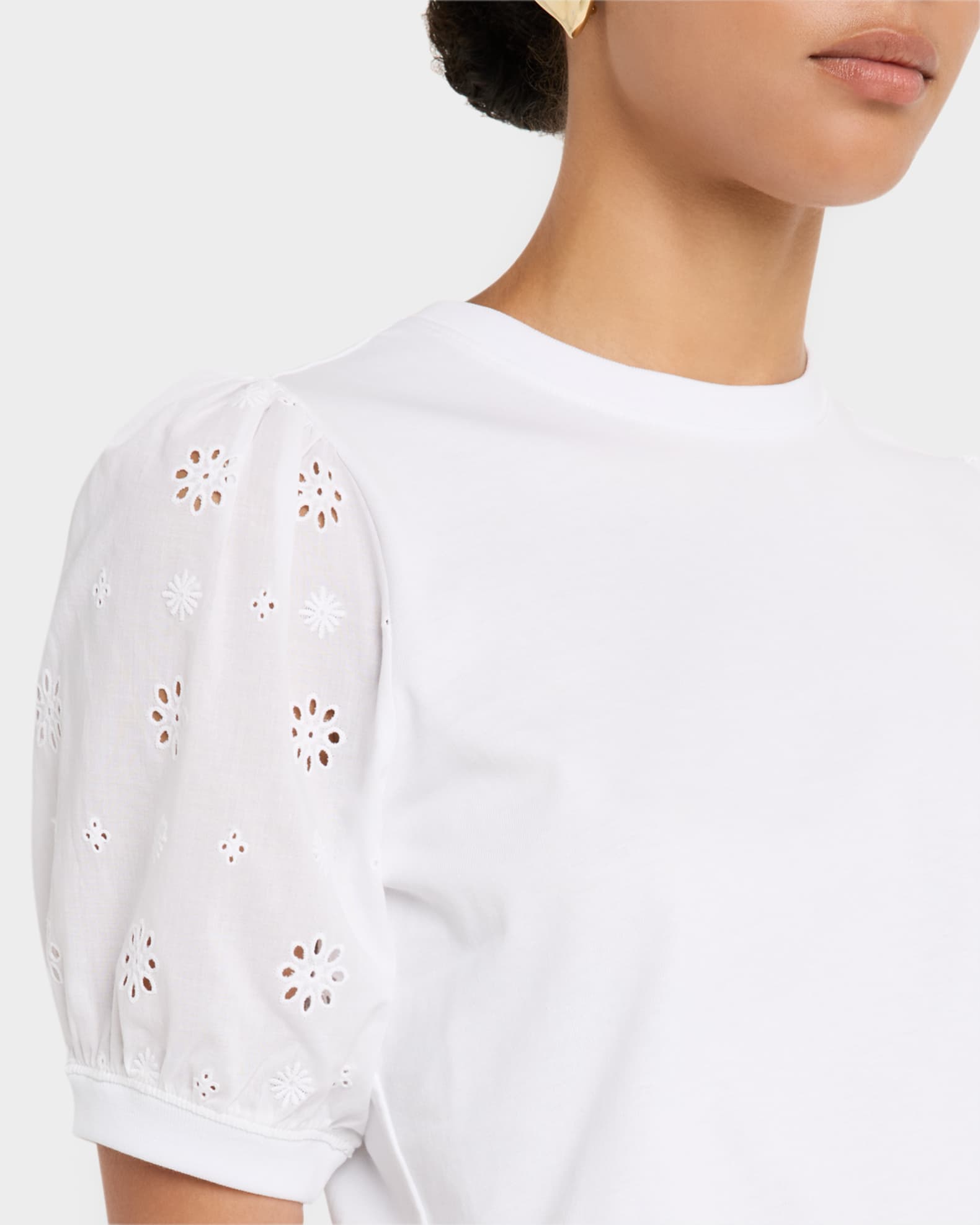 FRAME The Lace Sleeve Tee | Neiman Marcus