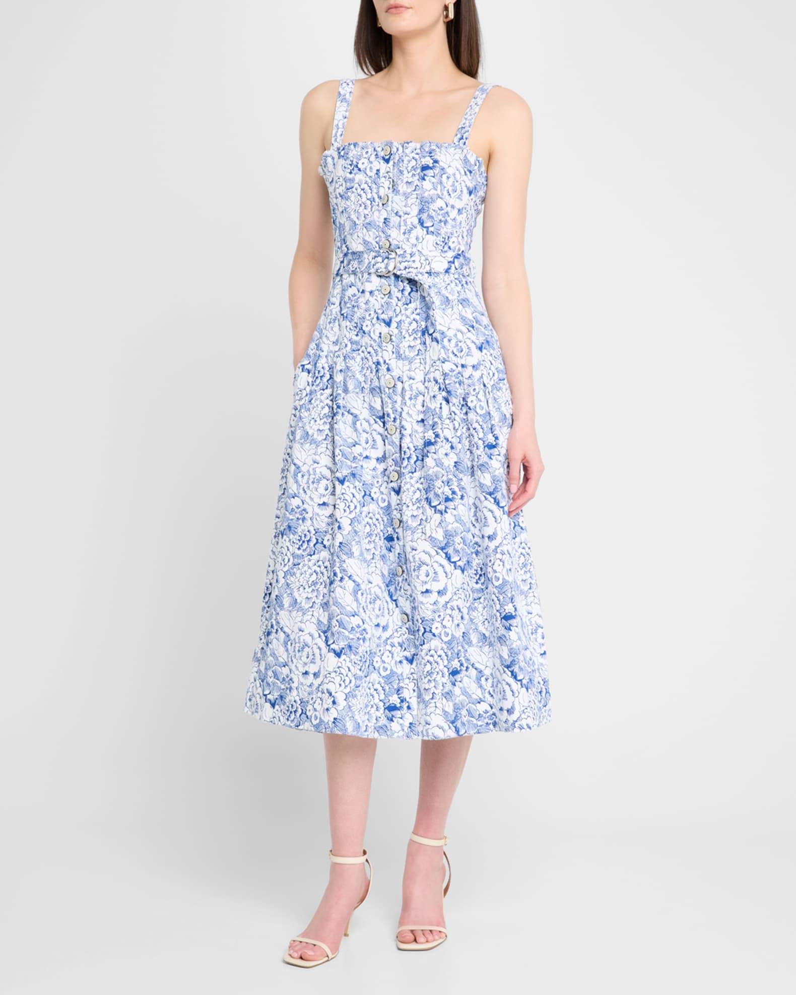 Cinq a Sept Branwen Sketchbook Floral Midi Dress | Neiman Marcus