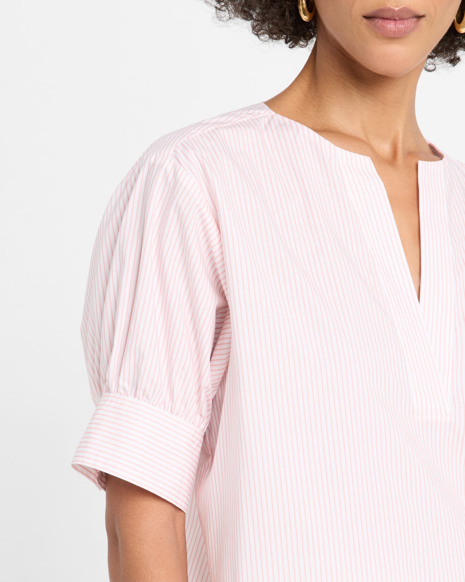 FRAME Stripe V-Neck Pop Over Top | Neiman Marcus