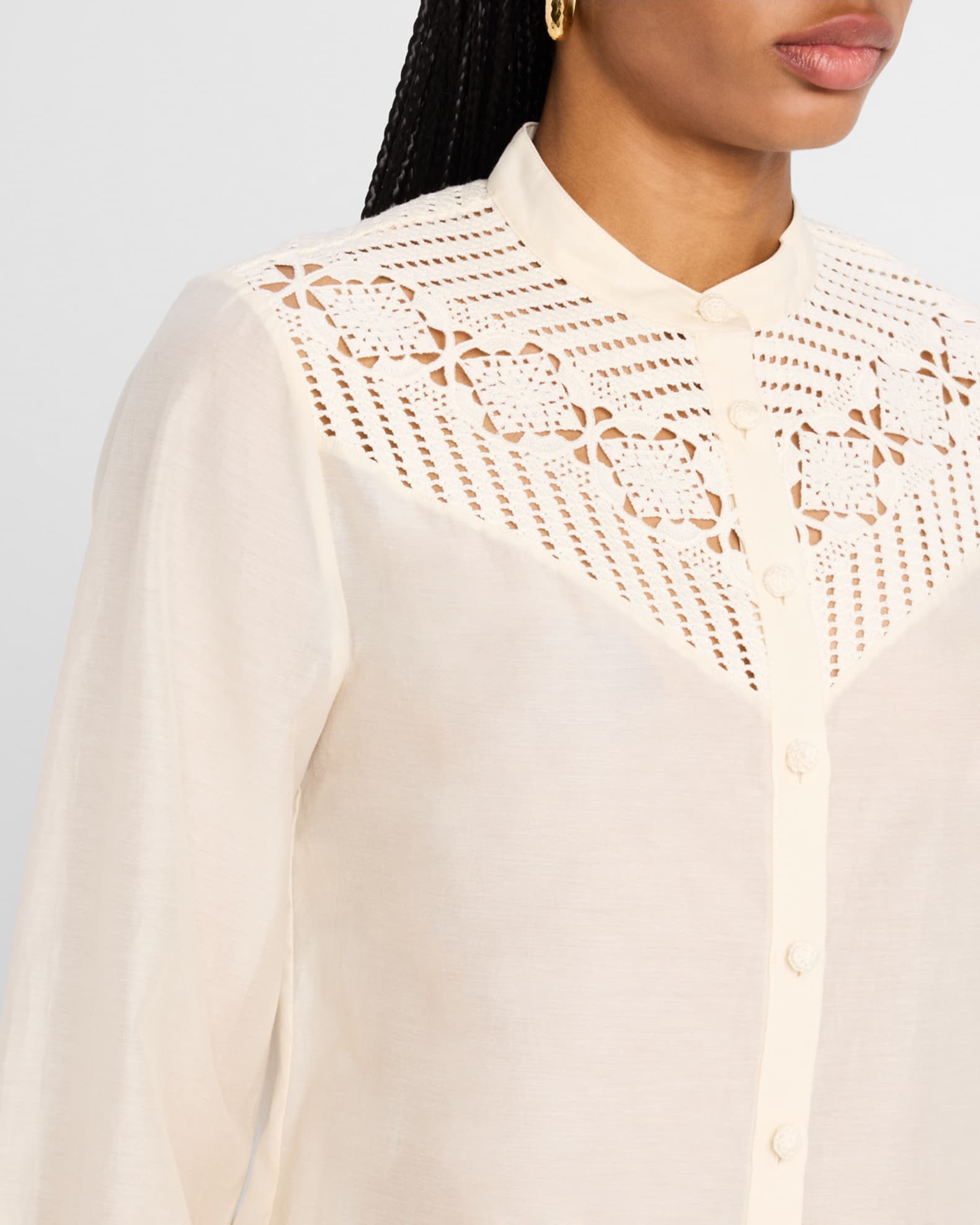 FRAME The Crochet Inset Blouse | Neiman Marcus