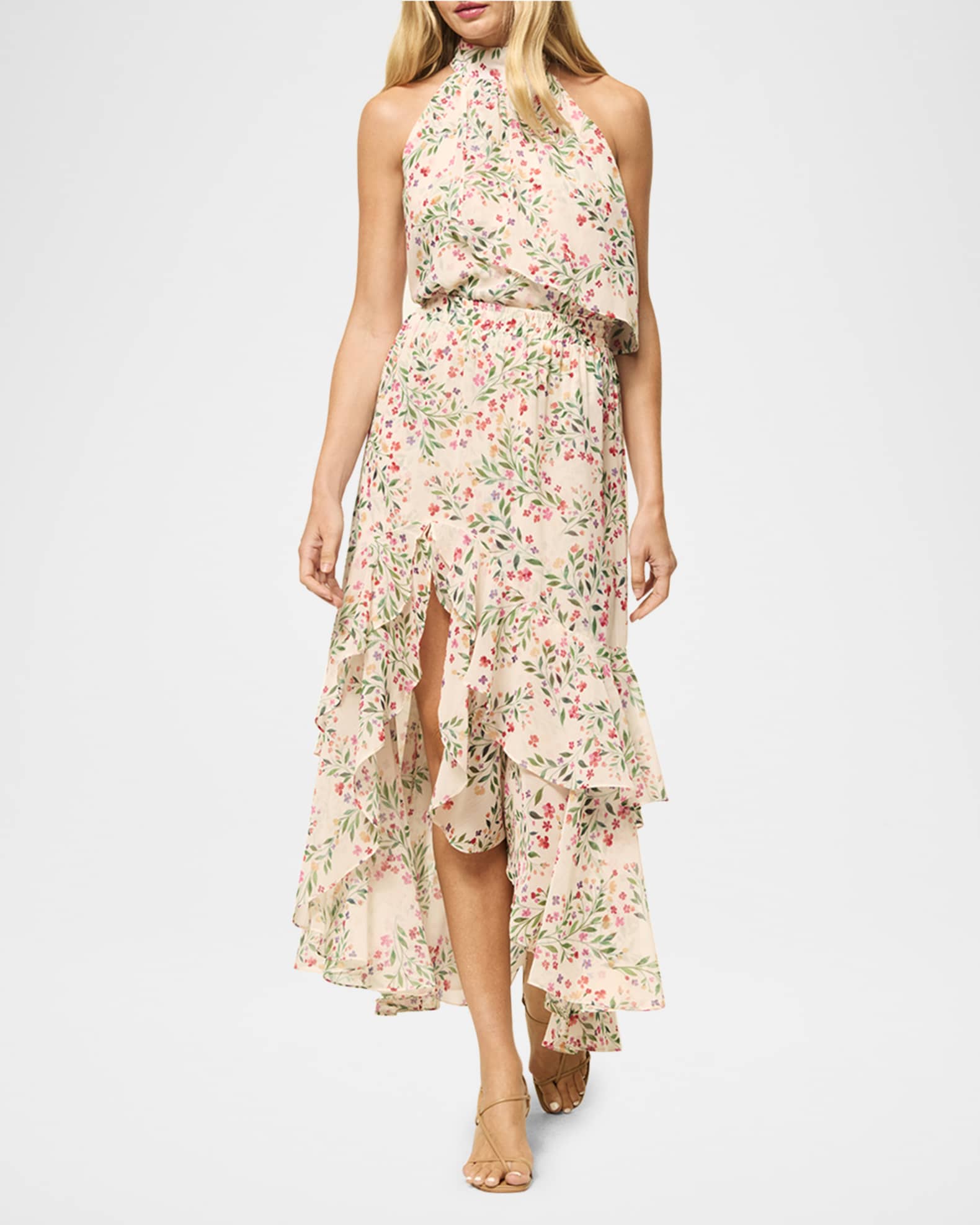 MISA Los Angeles Seva Asymmetric Chiffon Midi Skirt | Neiman Marcus