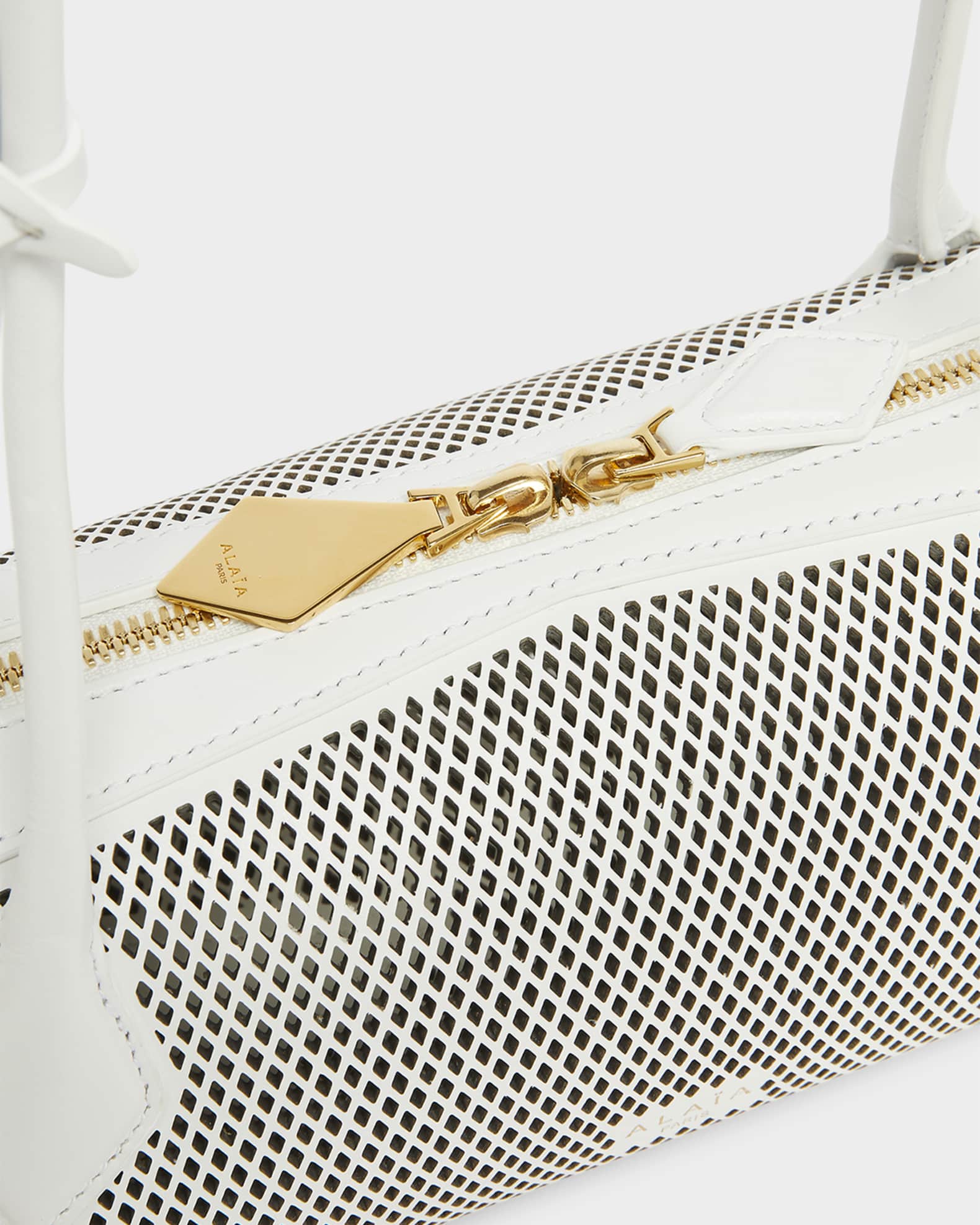 ALAIA Le Teckel Medium Shoulder Bag in Fishnet Leather | Neiman Marcus