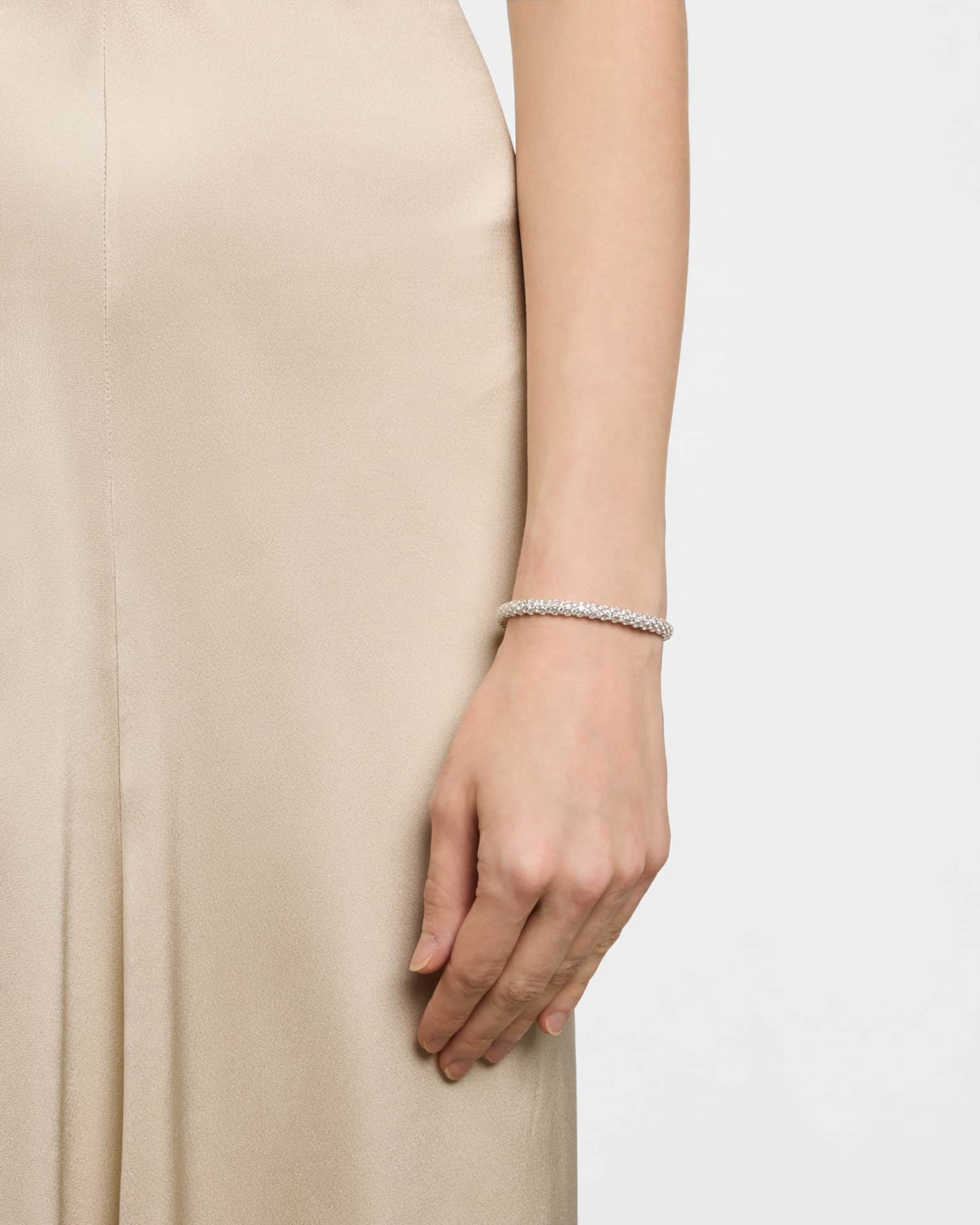 ZYDO 18K White Gold Stretch Bracelet with Diamonds, 6.75"L | Neiman Marcus