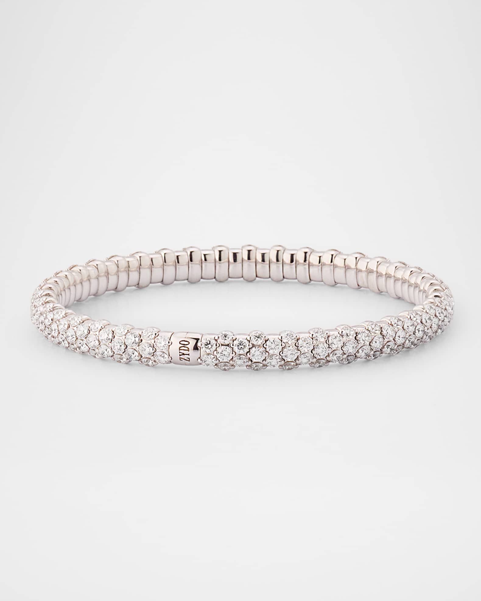 ZYDO 18K White Gold Stretch Bracelet with Diamonds, 6.75"L | Neiman Marcus