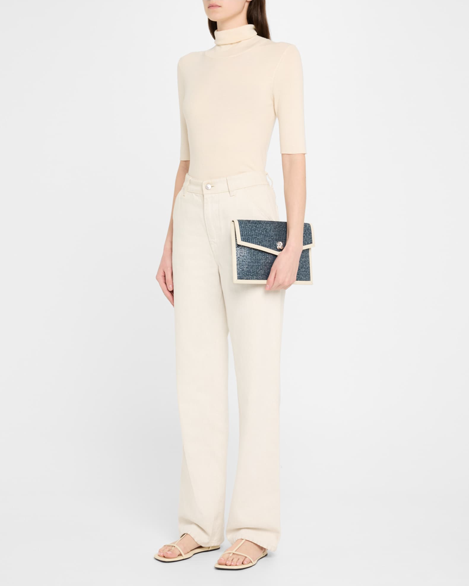 MICHELLE WILHITE Brick Envelope Woven Clutch Bag | Neiman Marcus