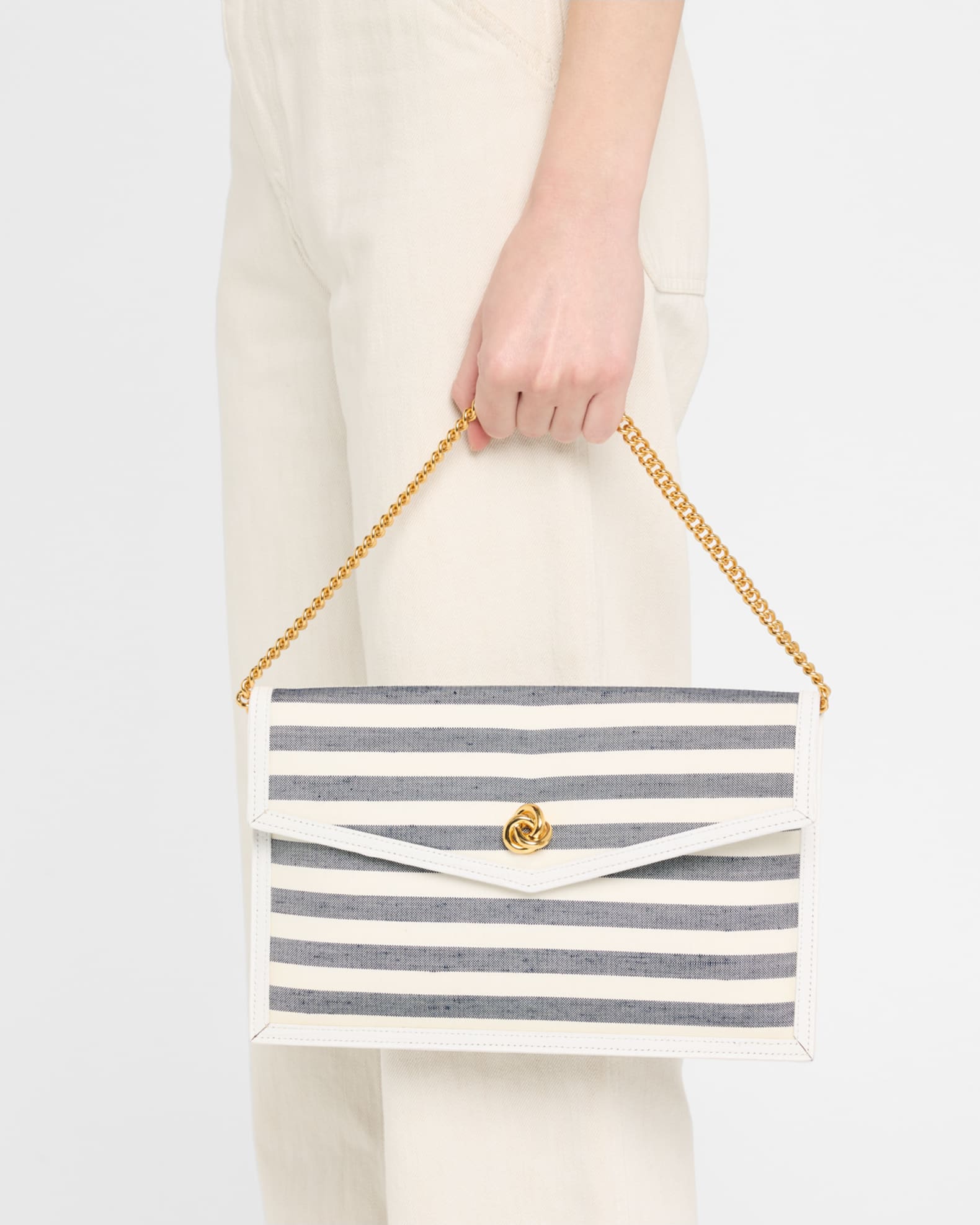 MICHELLE WILHITE Brick Envelope Striped Clutch Bag | Neiman Marcus