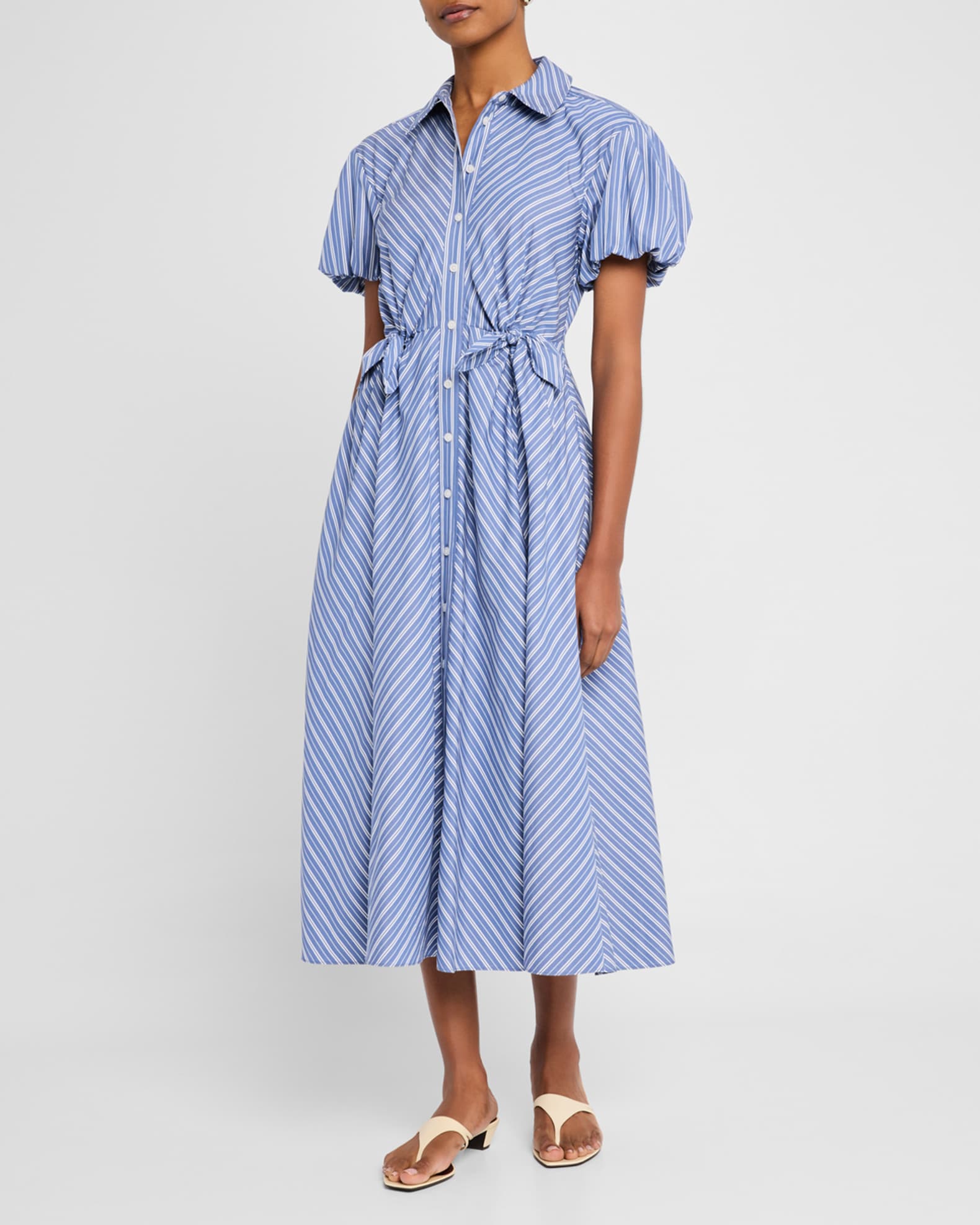 Tanya Taylor Elza Puff-Sleeve Shirtdress | Neiman Marcus