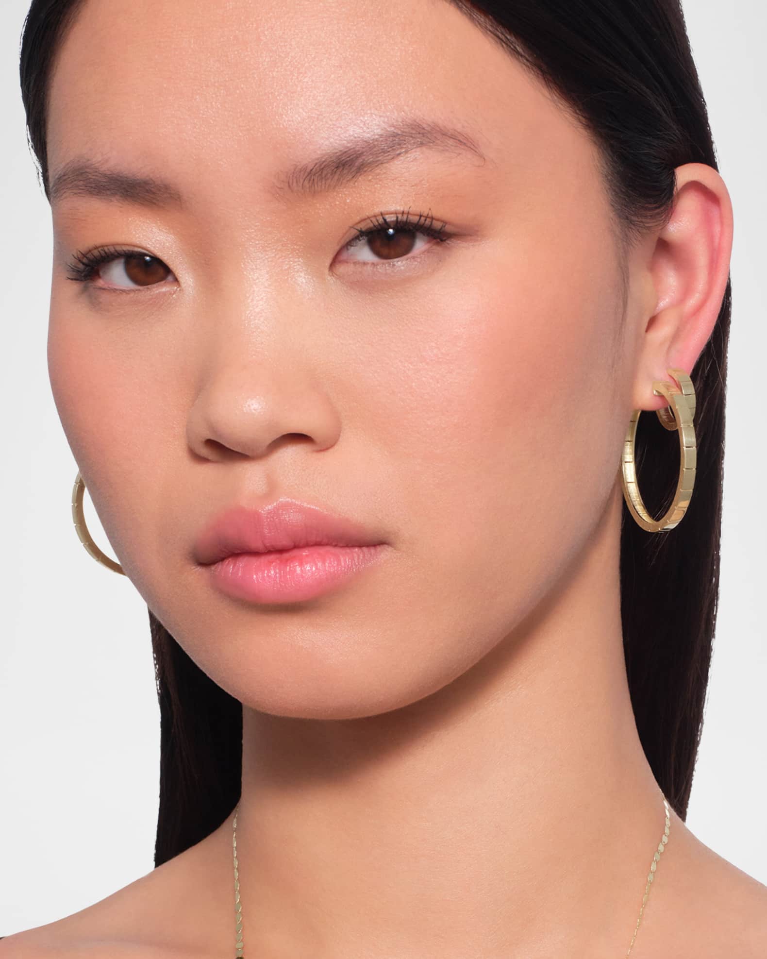 LANA 40mm Thin Flash Tile Hoop Earrings in 14K Yellow Gold | Neiman Marcus