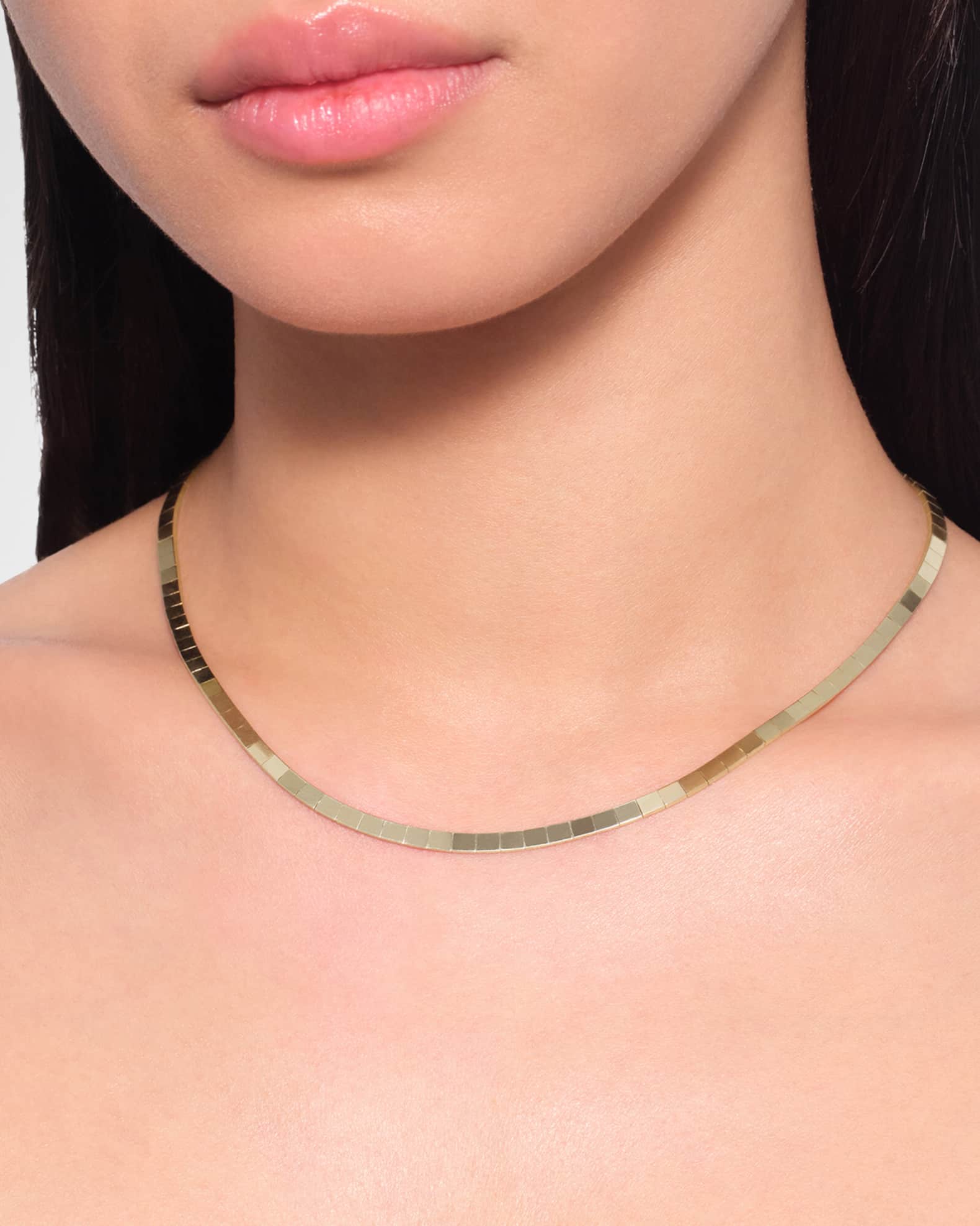 LANA Thin Flash Tile Necklace in 14K Yellow Gold, 16.5"L | Neiman Marcus