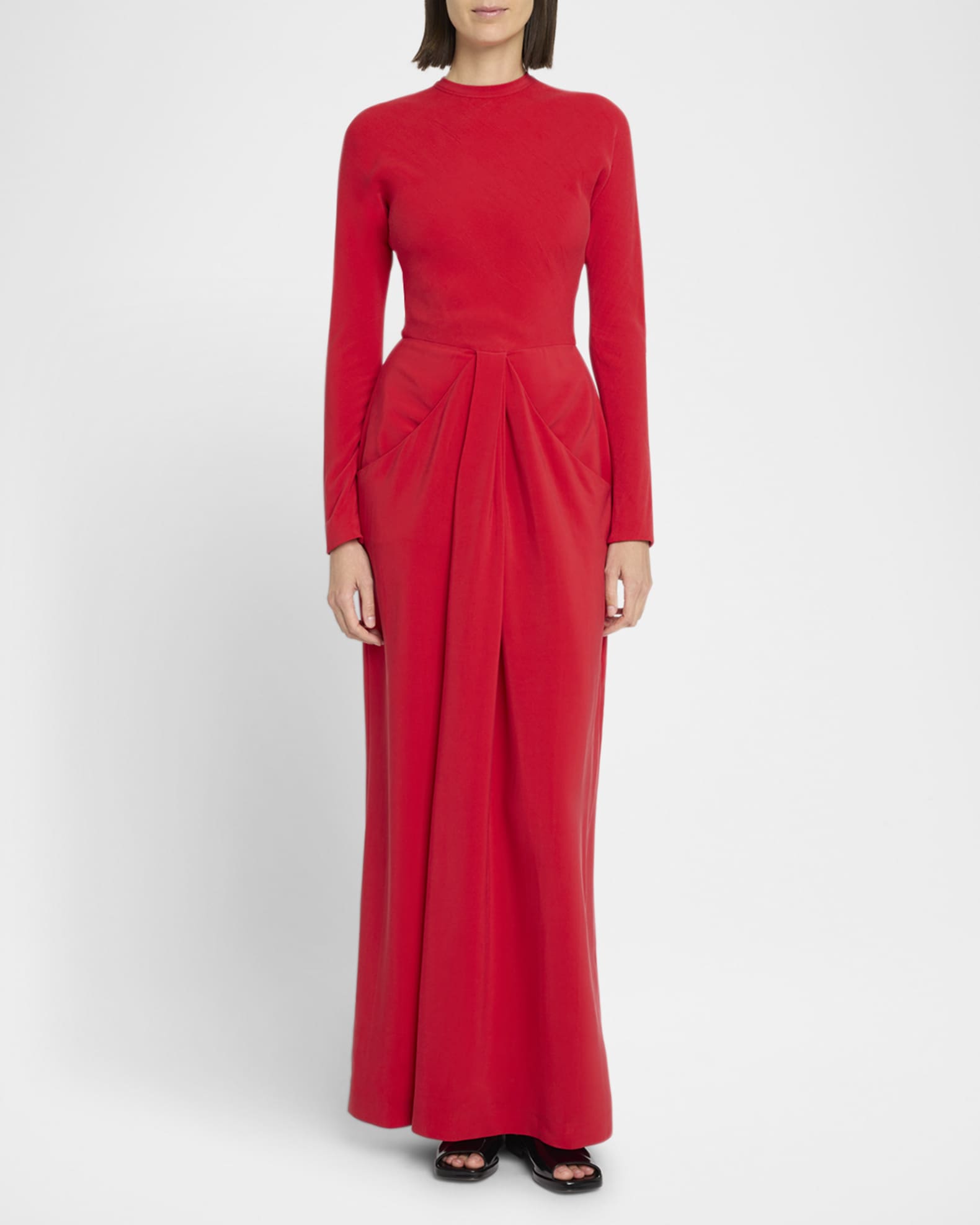 THE ROW Anselm Long-Sleeve Draped Pocket Gown | Neiman Marcus