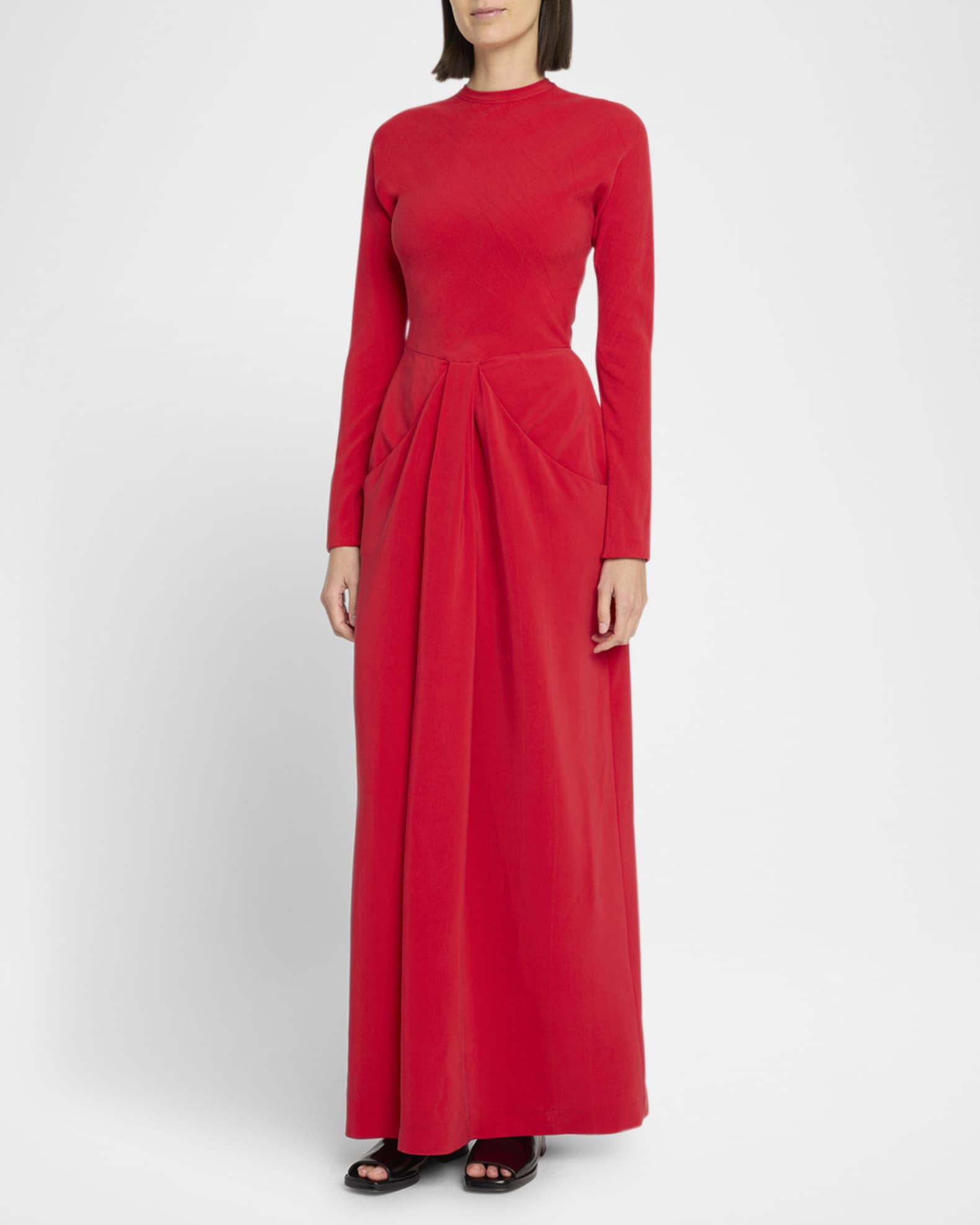 THE ROW Anselm Long-Sleeve Draped Pocket Gown | Neiman Marcus