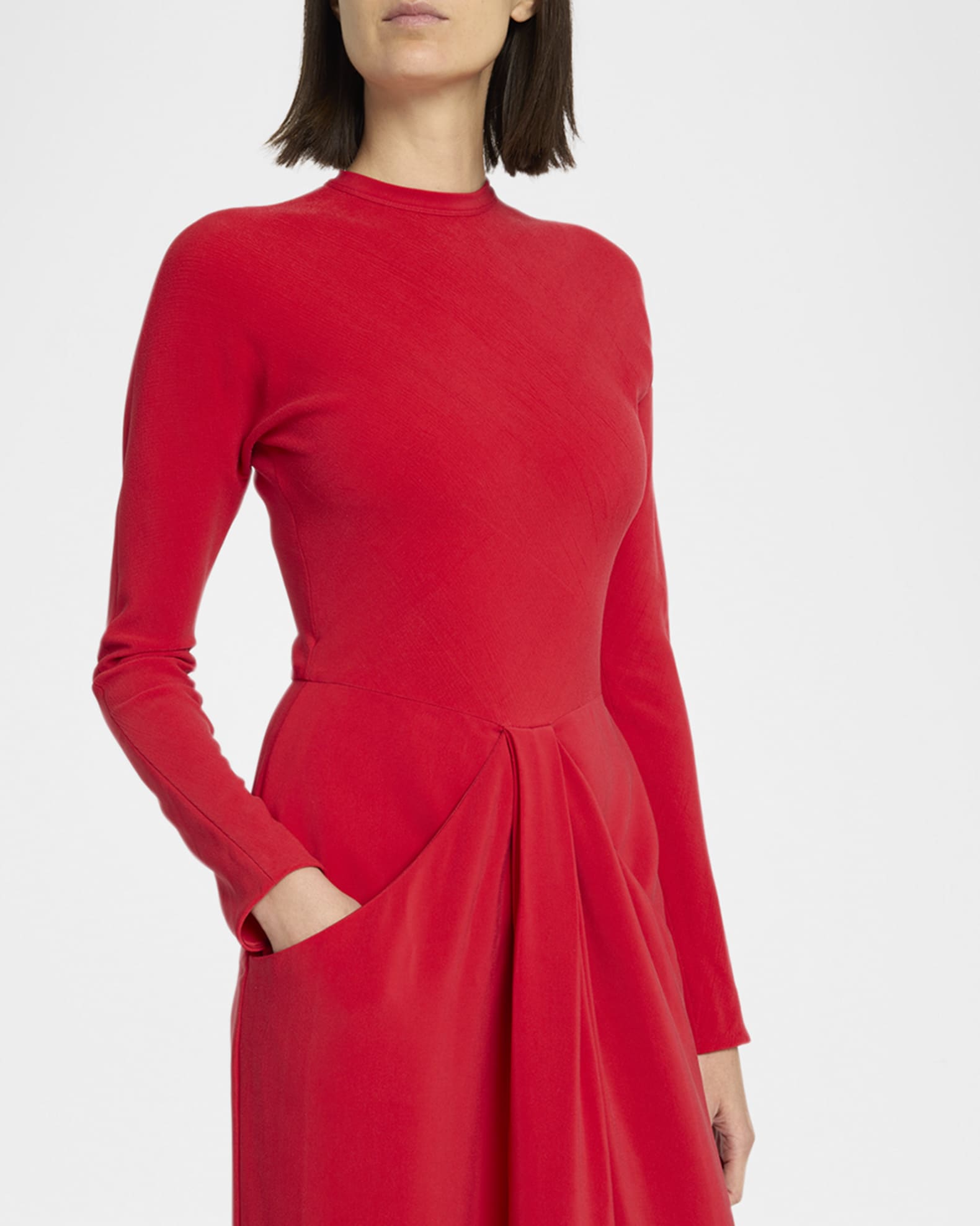 THE ROW Anselm Long-Sleeve Draped Pocket Gown | Neiman Marcus