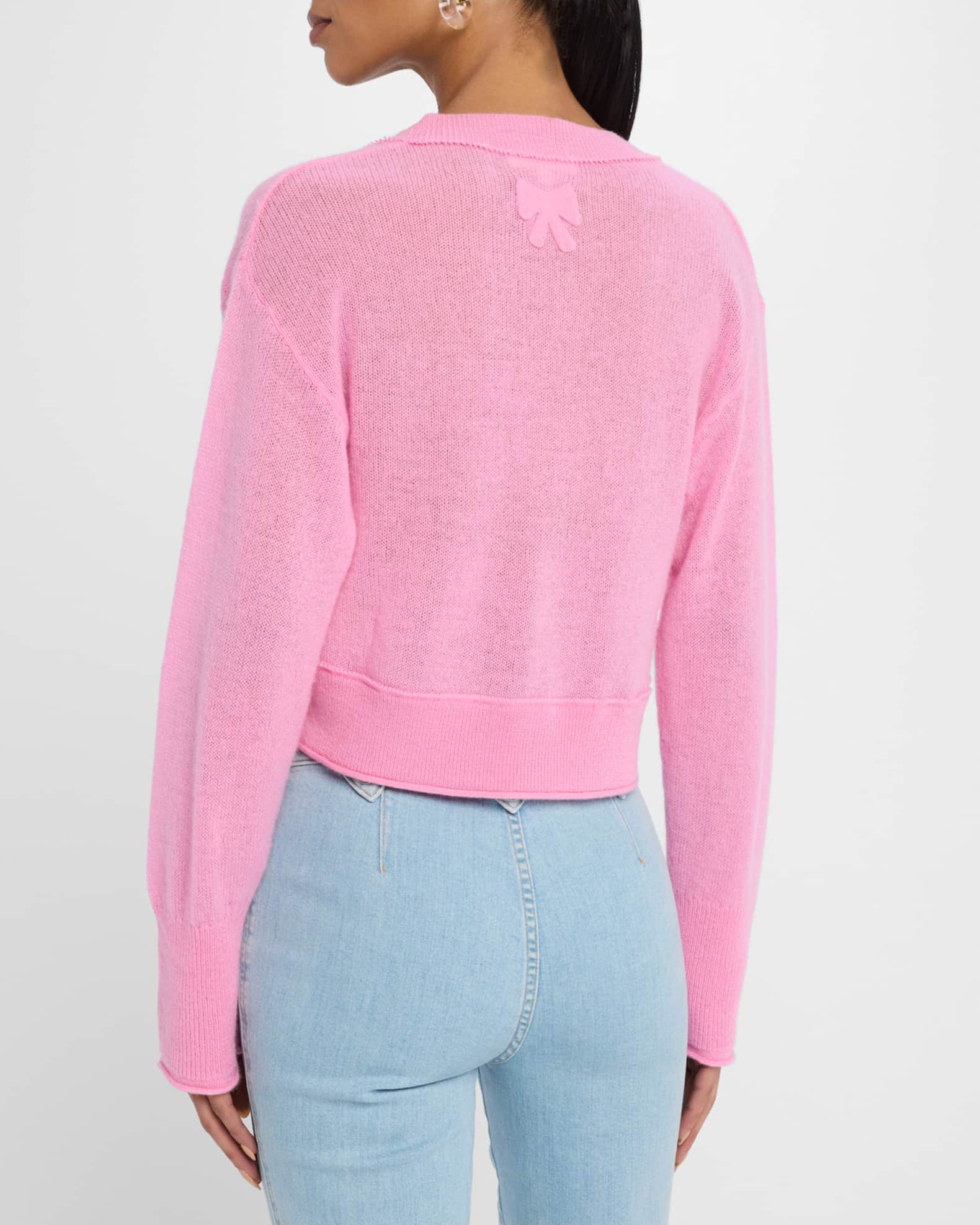 LoveShackFancy Lawrence Bow Applique Cardigan | Neiman Marcus