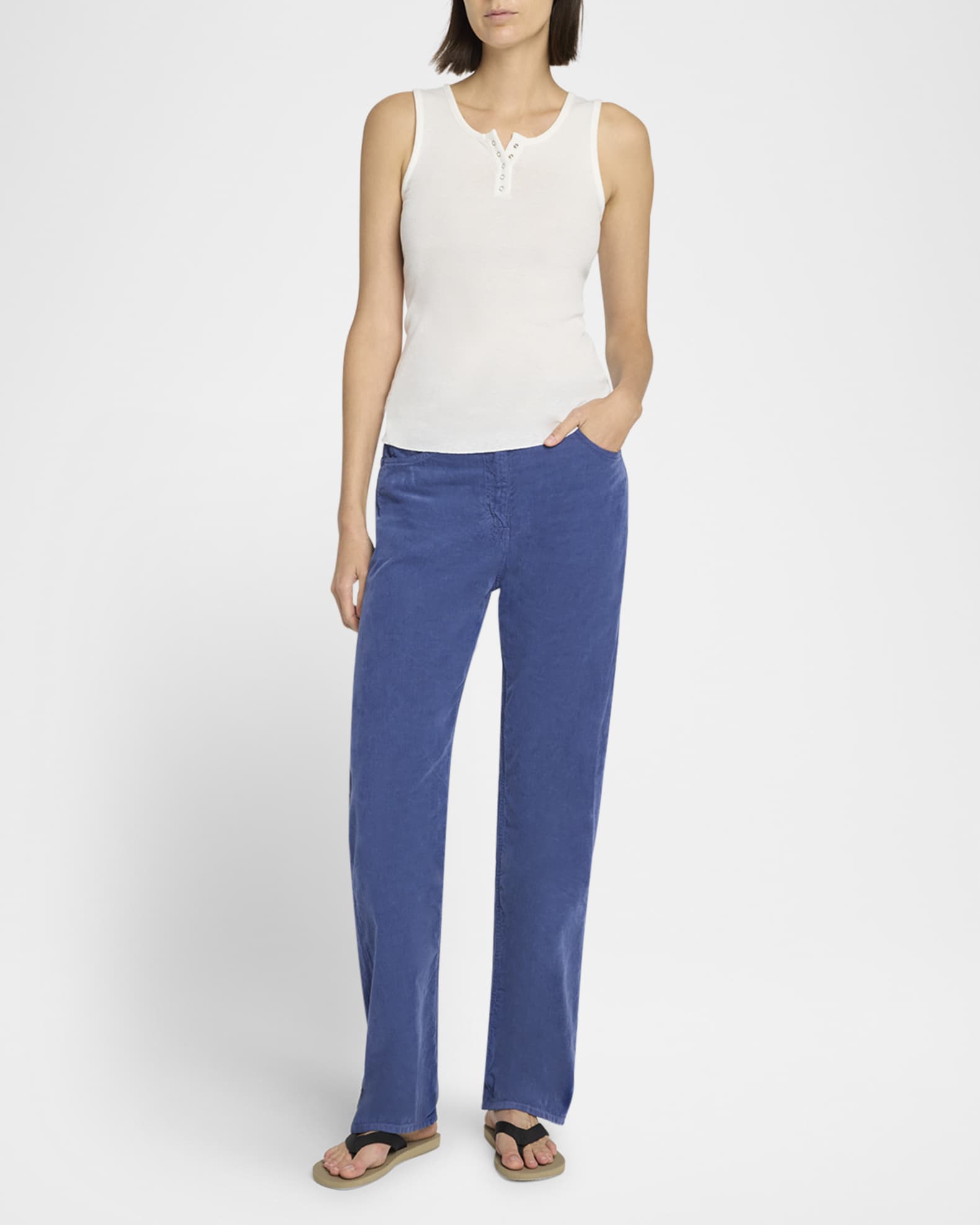 THE ROW Mansel Rib Henley Tank Top | Neiman Marcus