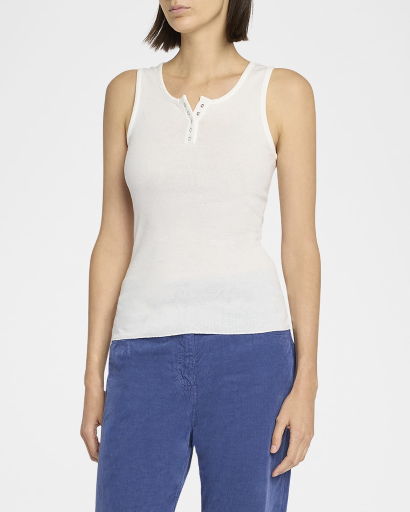 THE ROW Mansel Rib Henley Tank Top | Neiman Marcus
