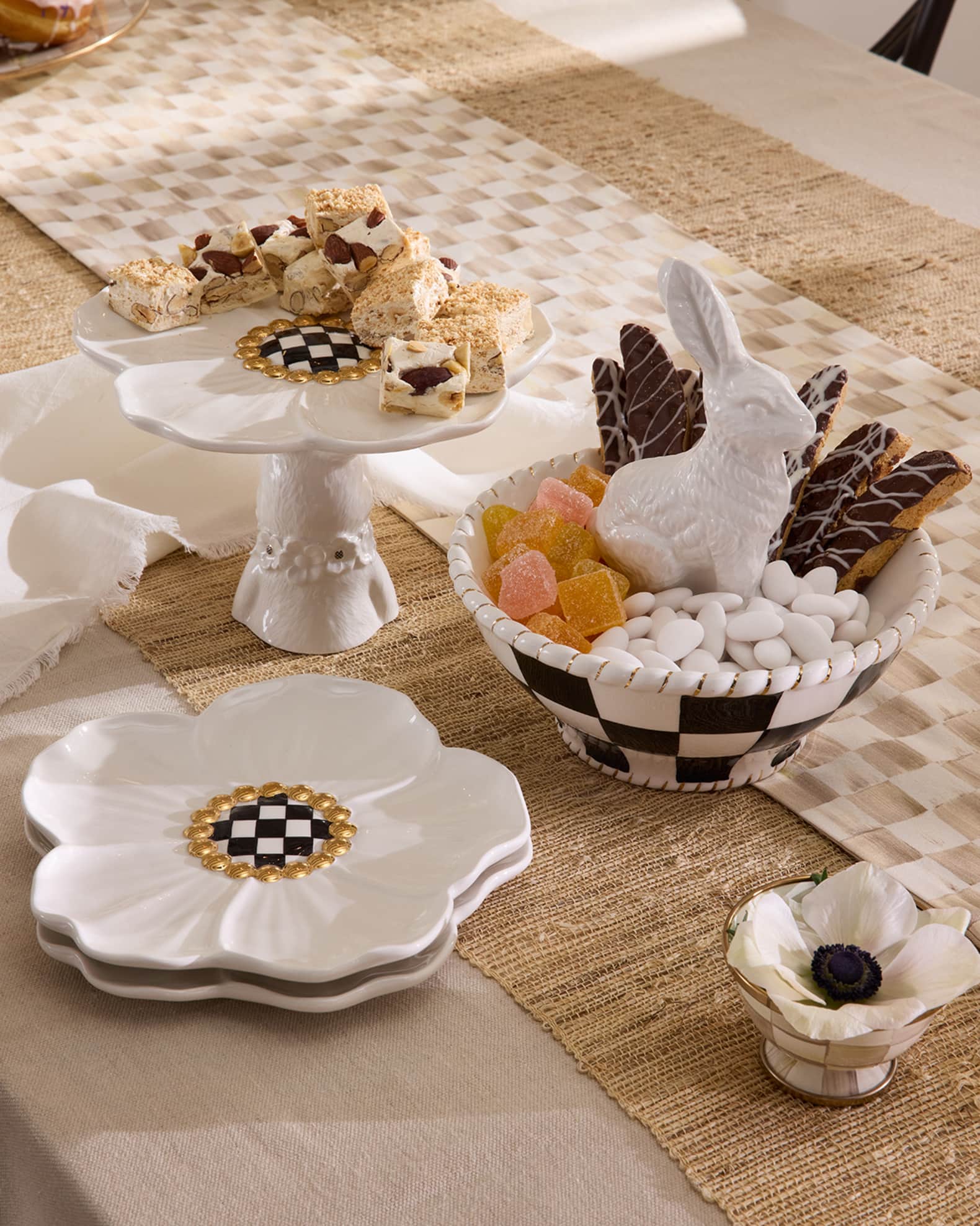 MacKenzie-Childs Mocha Check Table Runner | Neiman Marcus