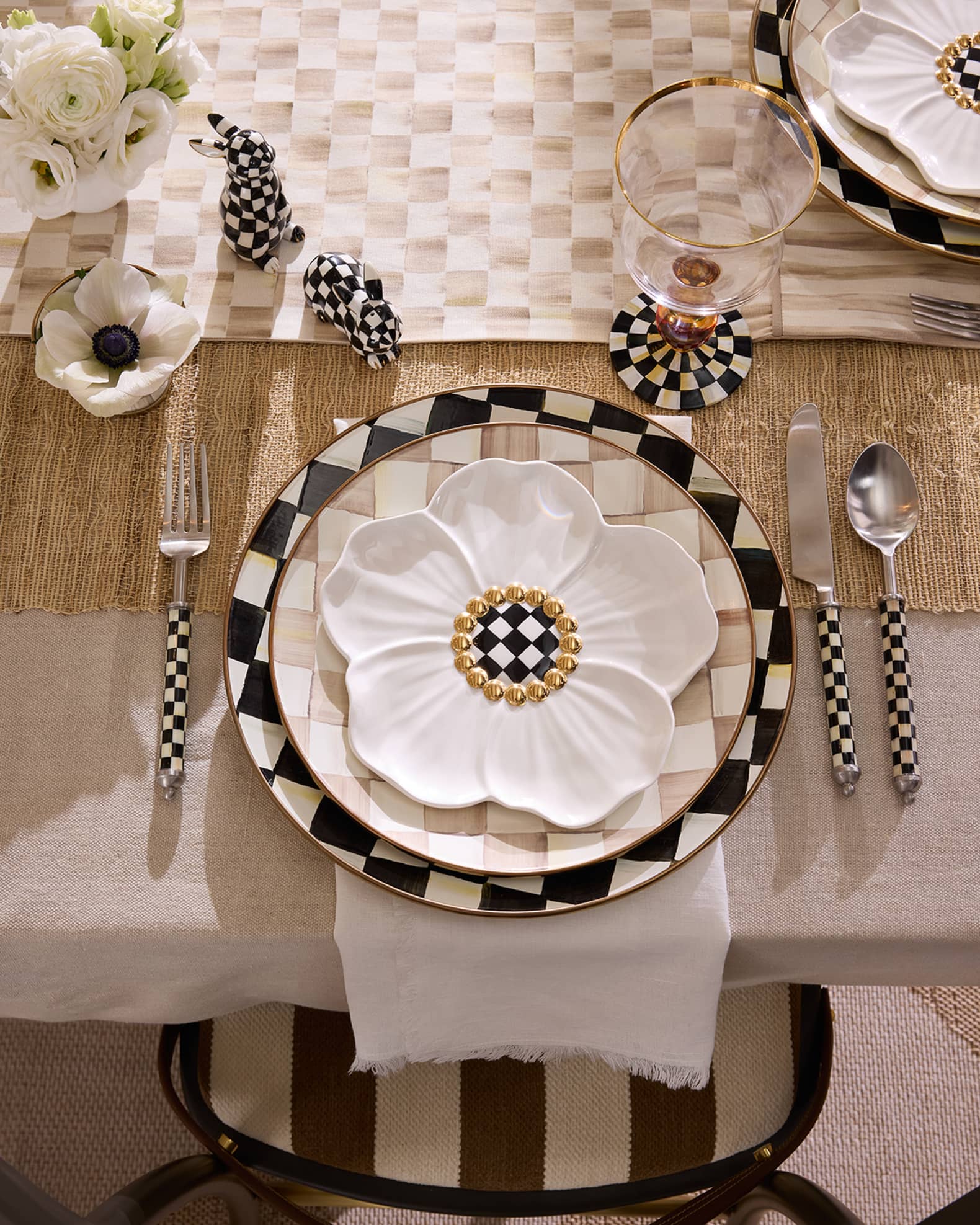 MacKenzie-Childs Mocha Check Table Runner | Neiman Marcus