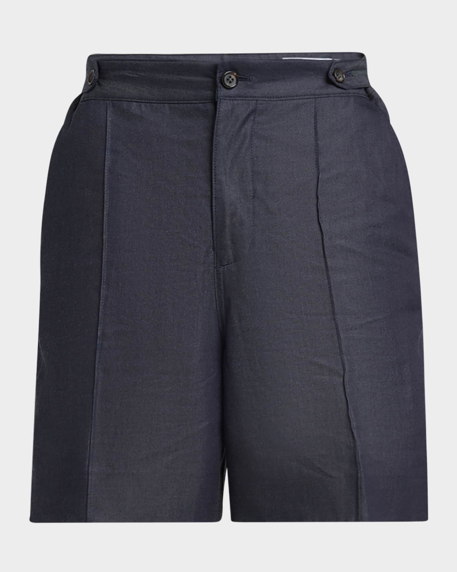 McQueen Men's Denim Pintuck Shorts | Neiman Marcus