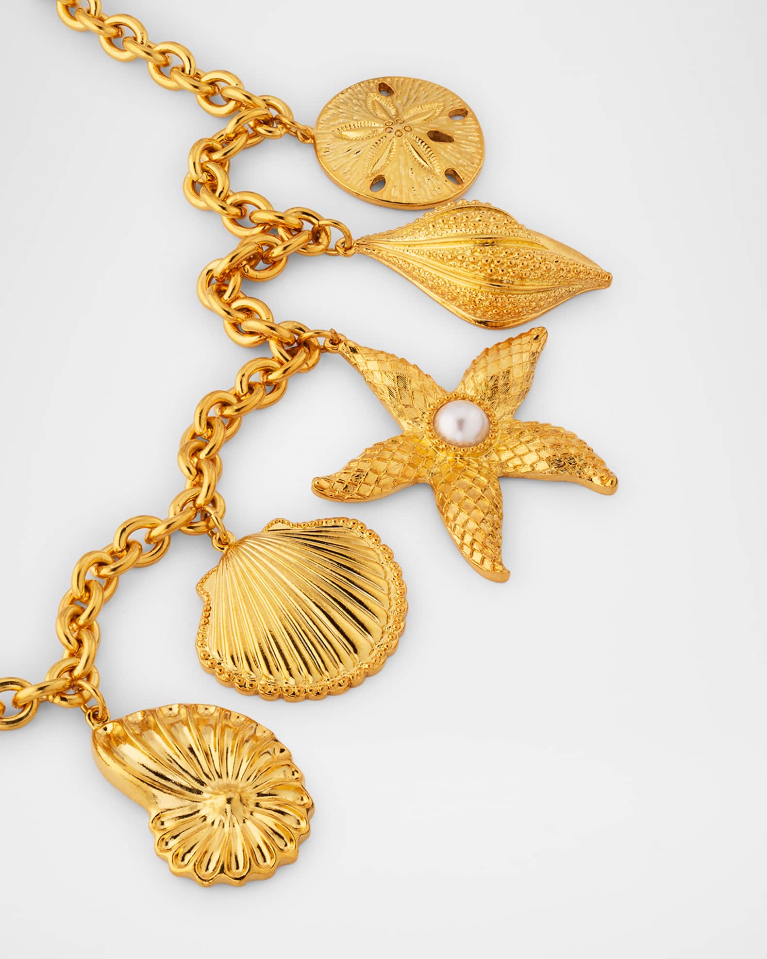 Kenneth Jay Lane Starfish and Seashell Charm Necklace | Neiman Marcus