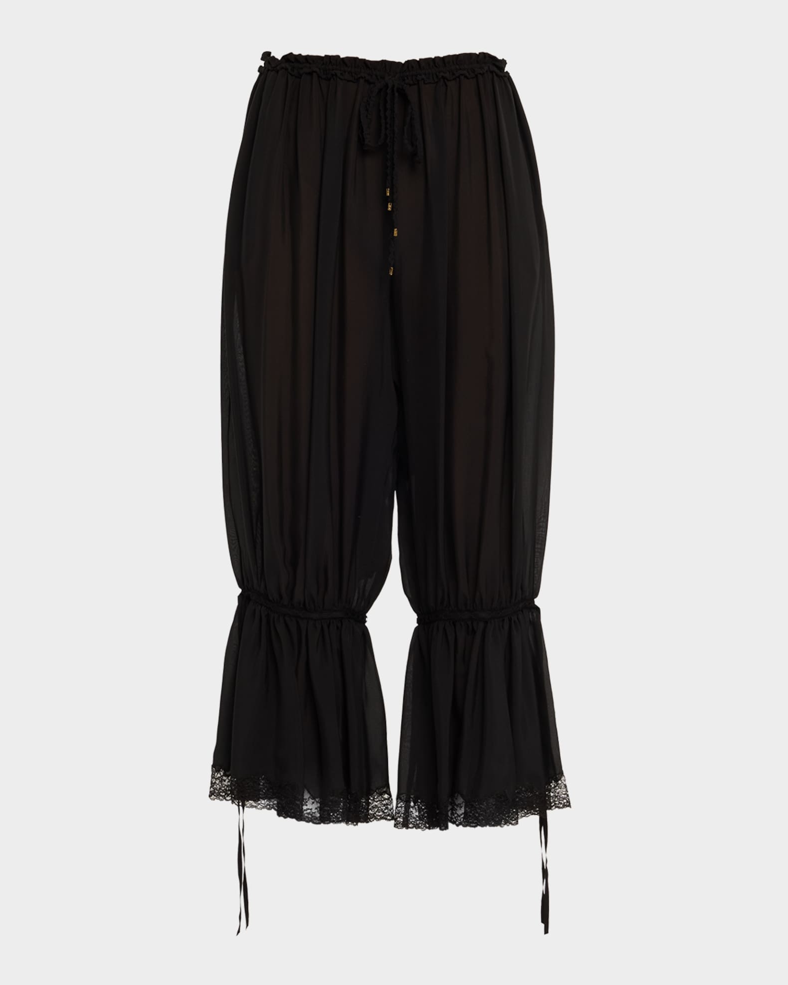 Chloe Drawstring Lace-Trim Cropped Pants | Neiman Marcus