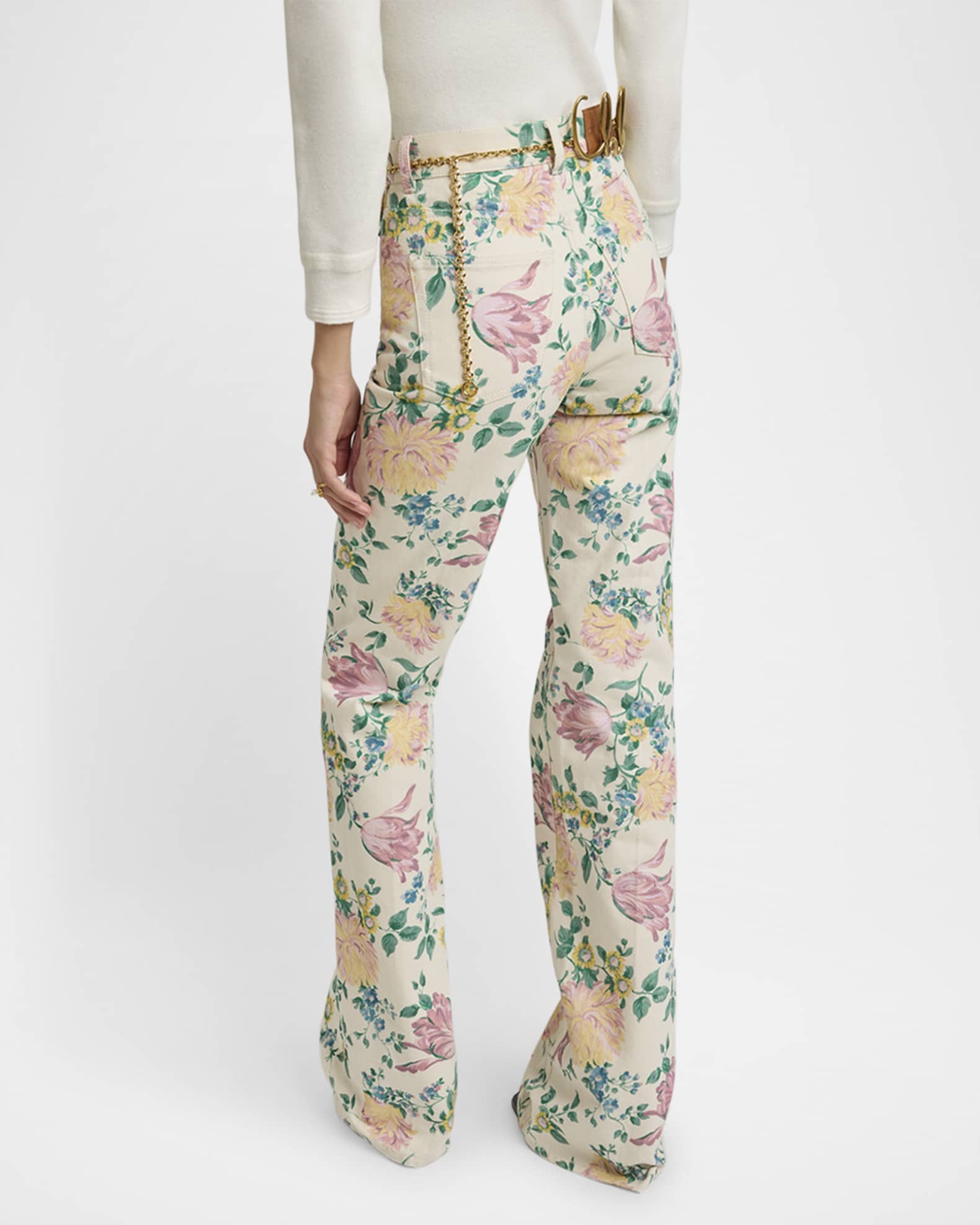 Chloe Floral High Rise Flared Jeans | Neiman Marcus