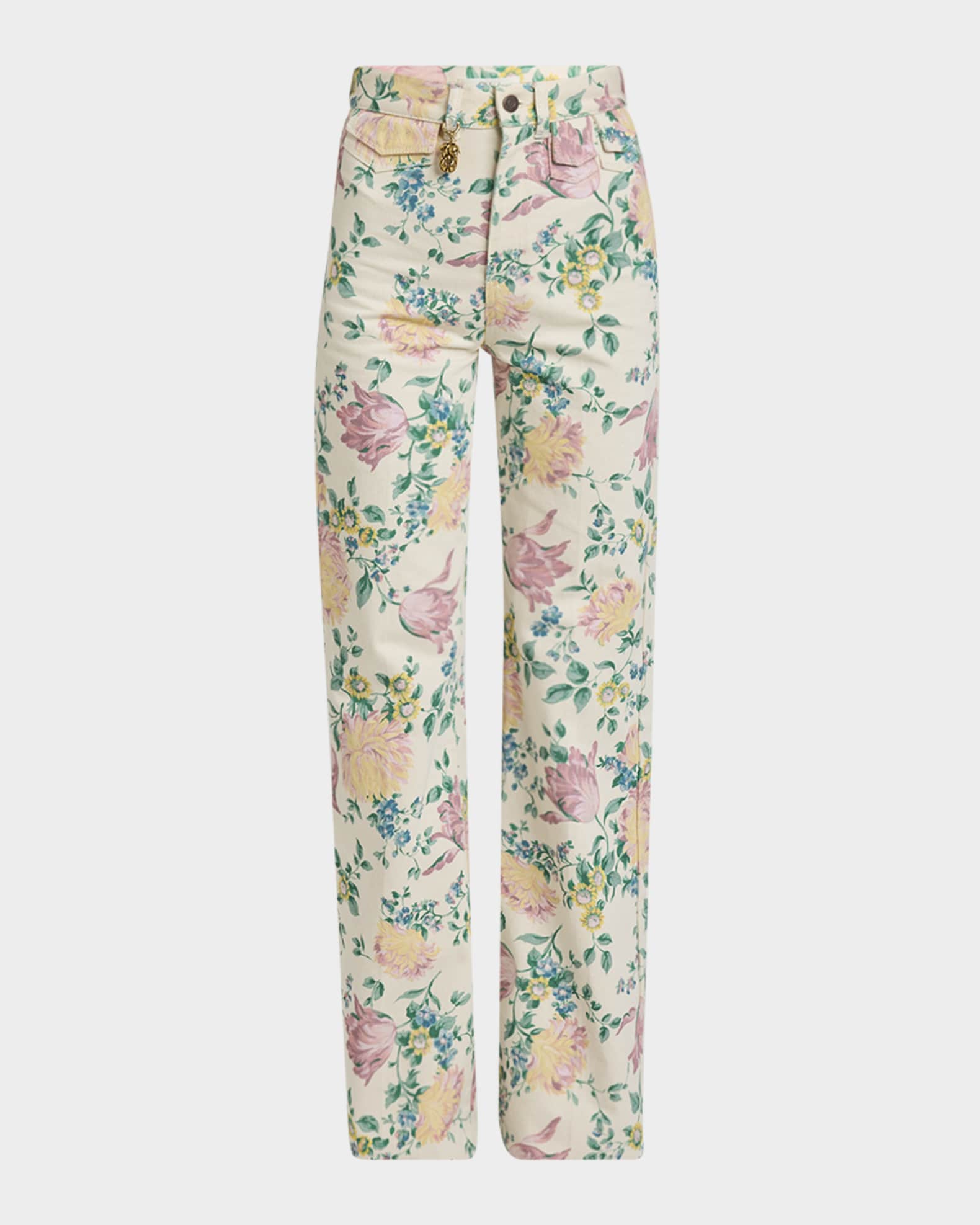 Chloe Floral High Rise Flared Jeans | Neiman Marcus