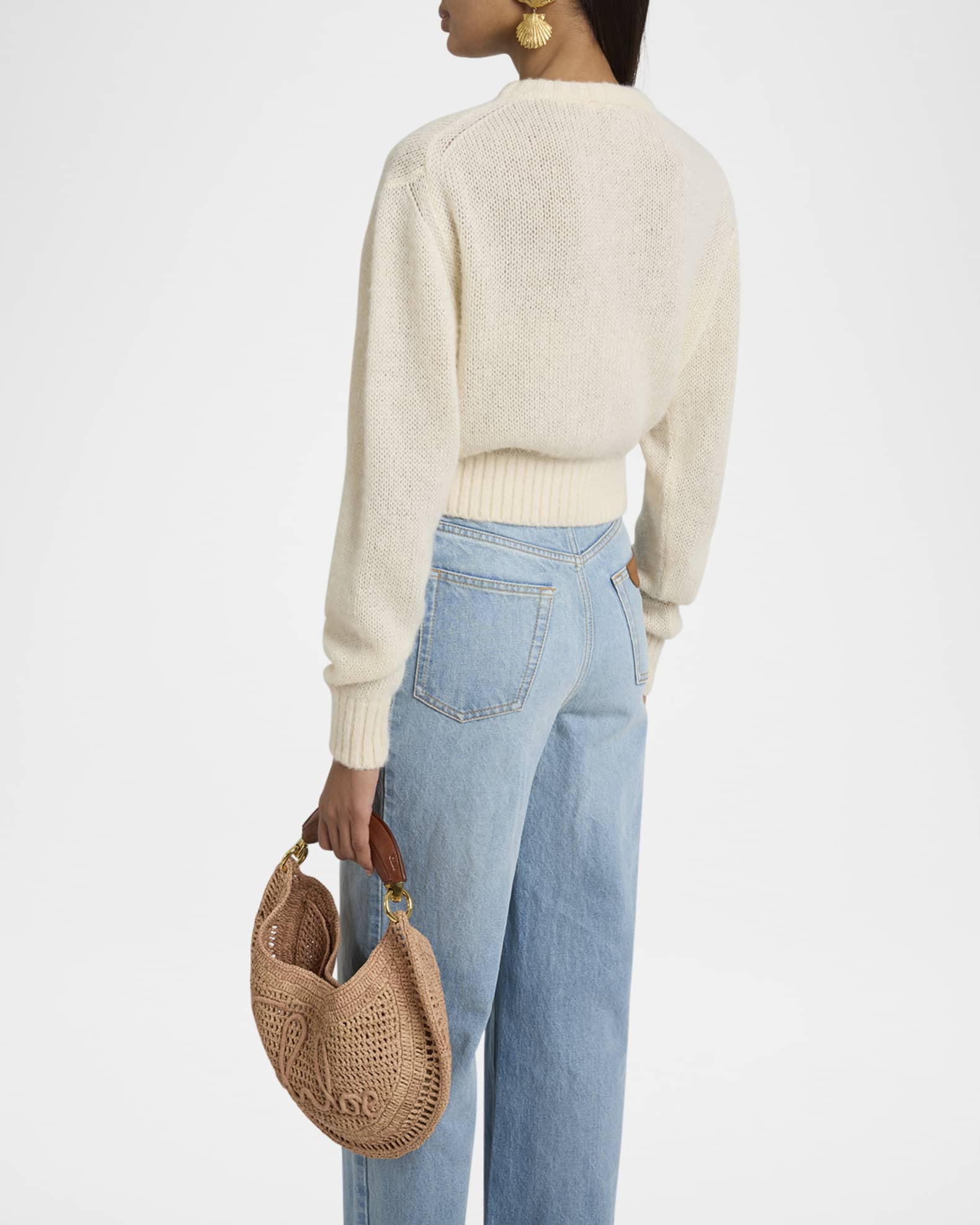 Chloe Logo Embroidered Alpaca Wool Sweater | Neiman Marcus
