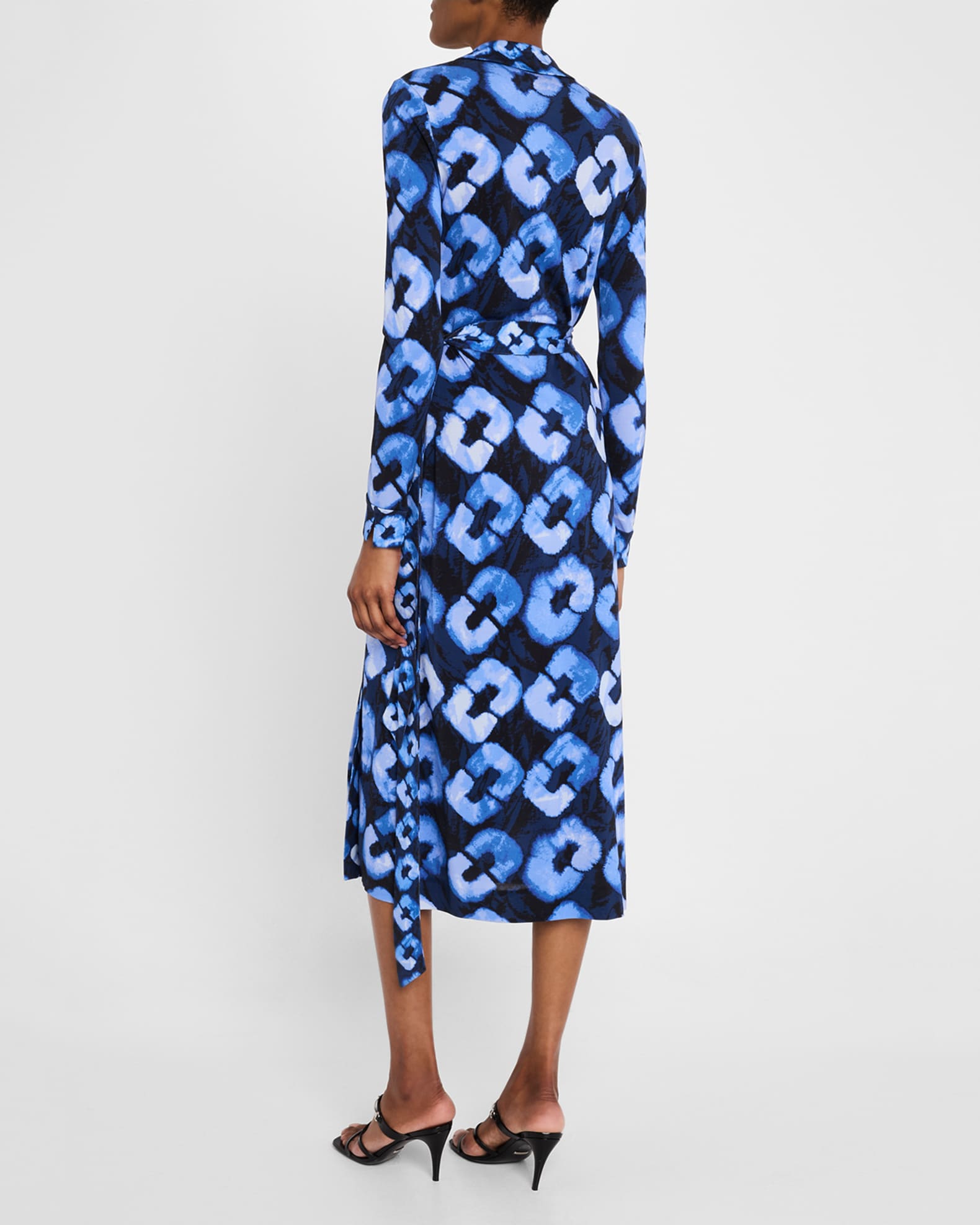 Diane von Furstenberg Abigail Geometric-Print Silk Midi Wrap Dress | Neiman Marcus
