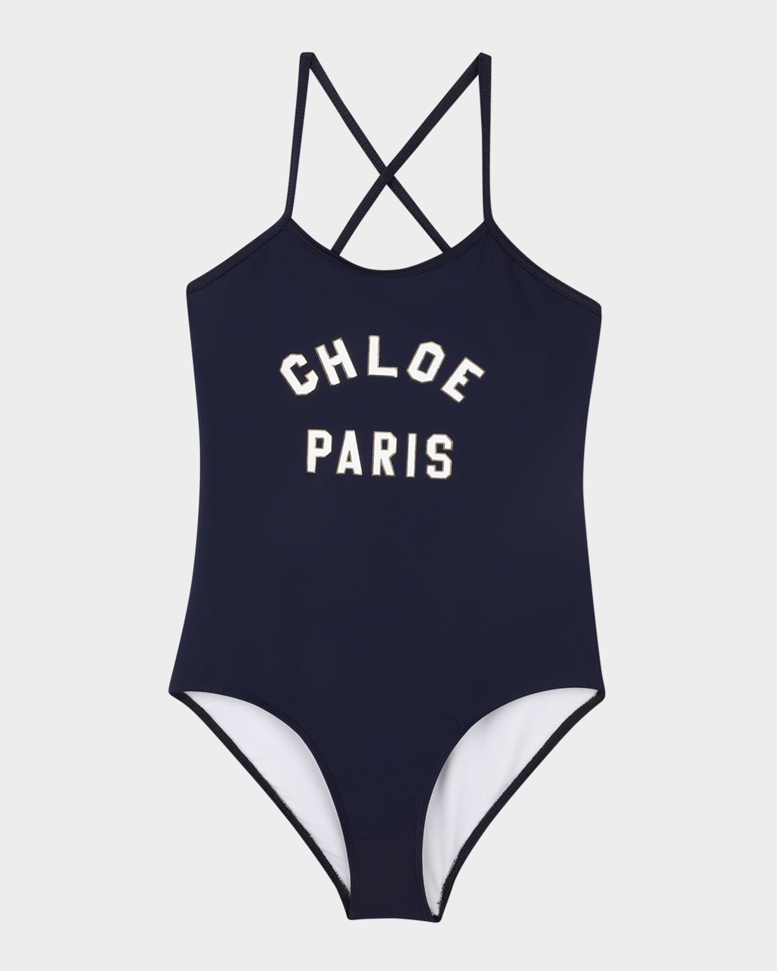 Girl's One-Piece Logo Swimsuit | Neiman Marcus