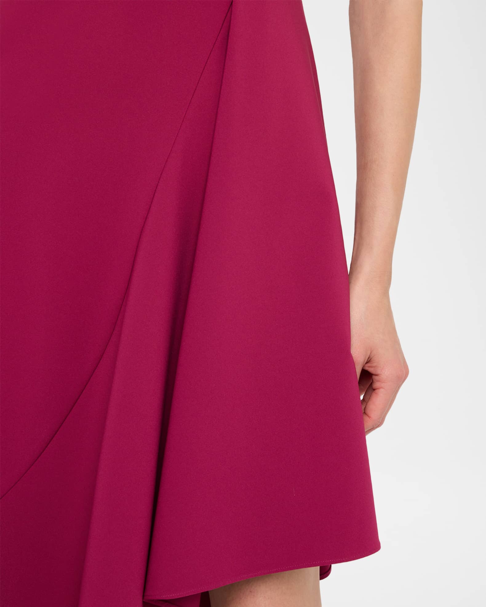 Aidan Mattox Sleeveless High-Low Ruffle Crepe Midi Dress | Neiman Marcus