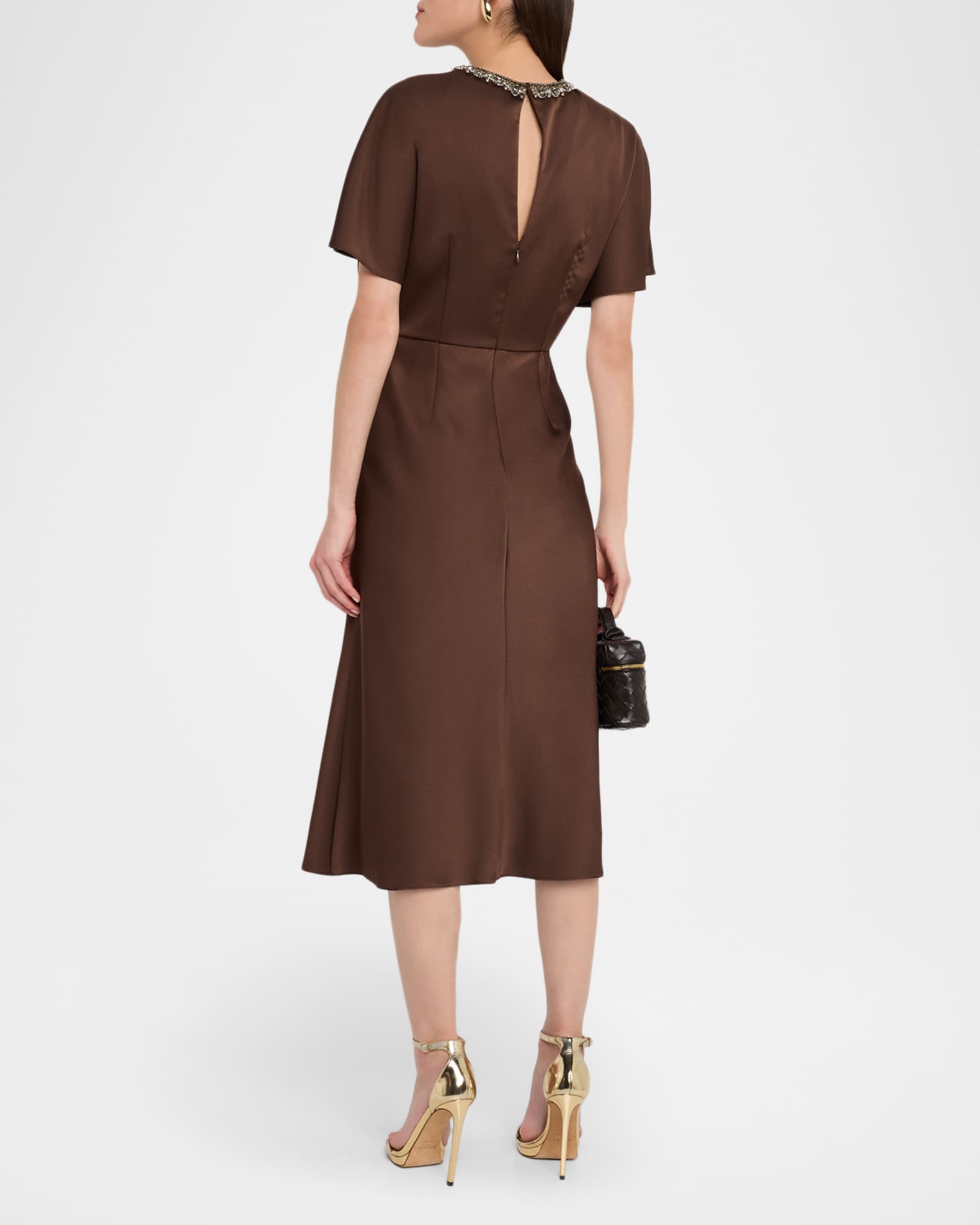 Aidan Mattox Crystal-Embellished Crepe Back Satin Midi Dress | Neiman ...