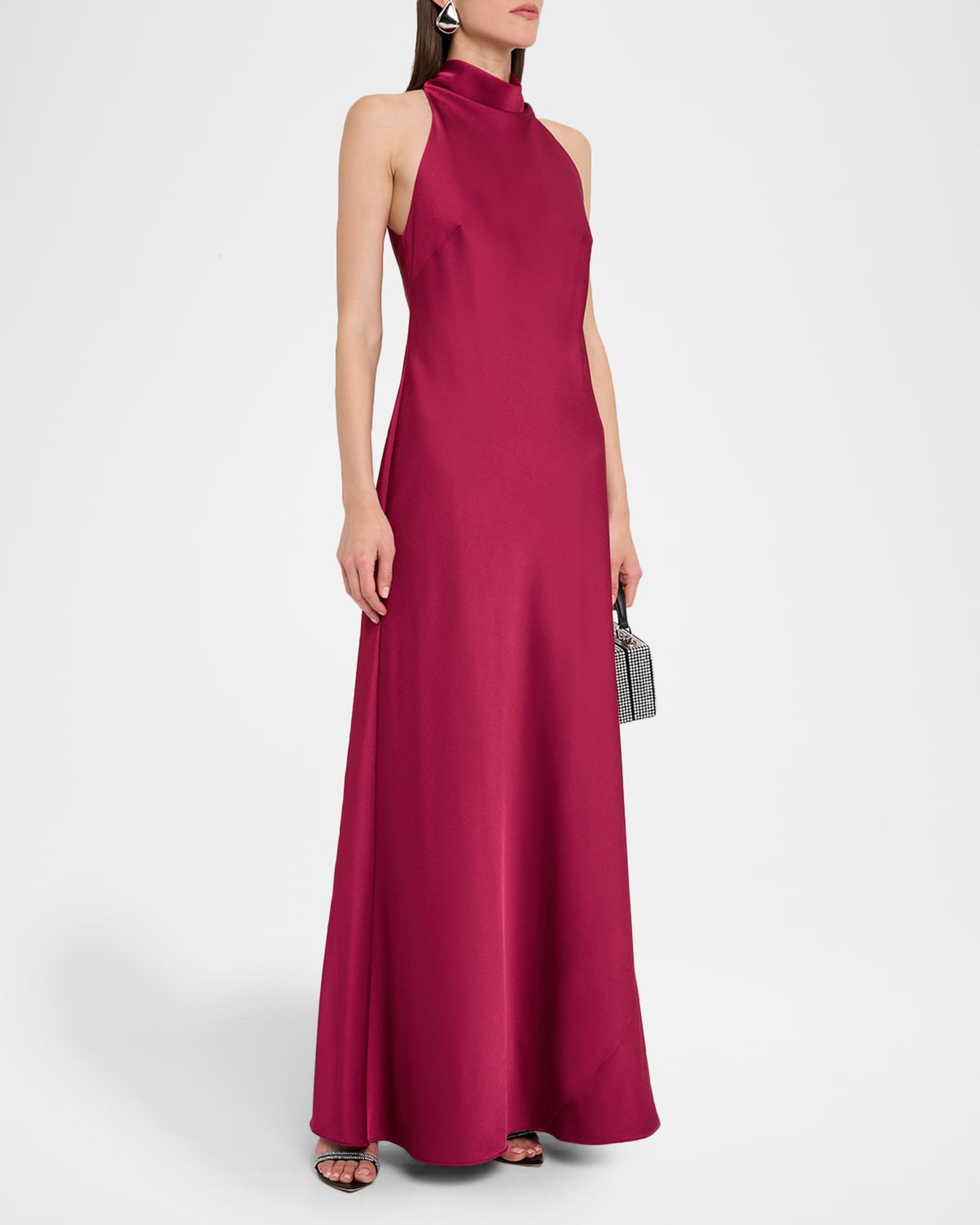 Aidan Mattox Cowl-Neck Crepe Back Satin Gown | Neiman Marcus