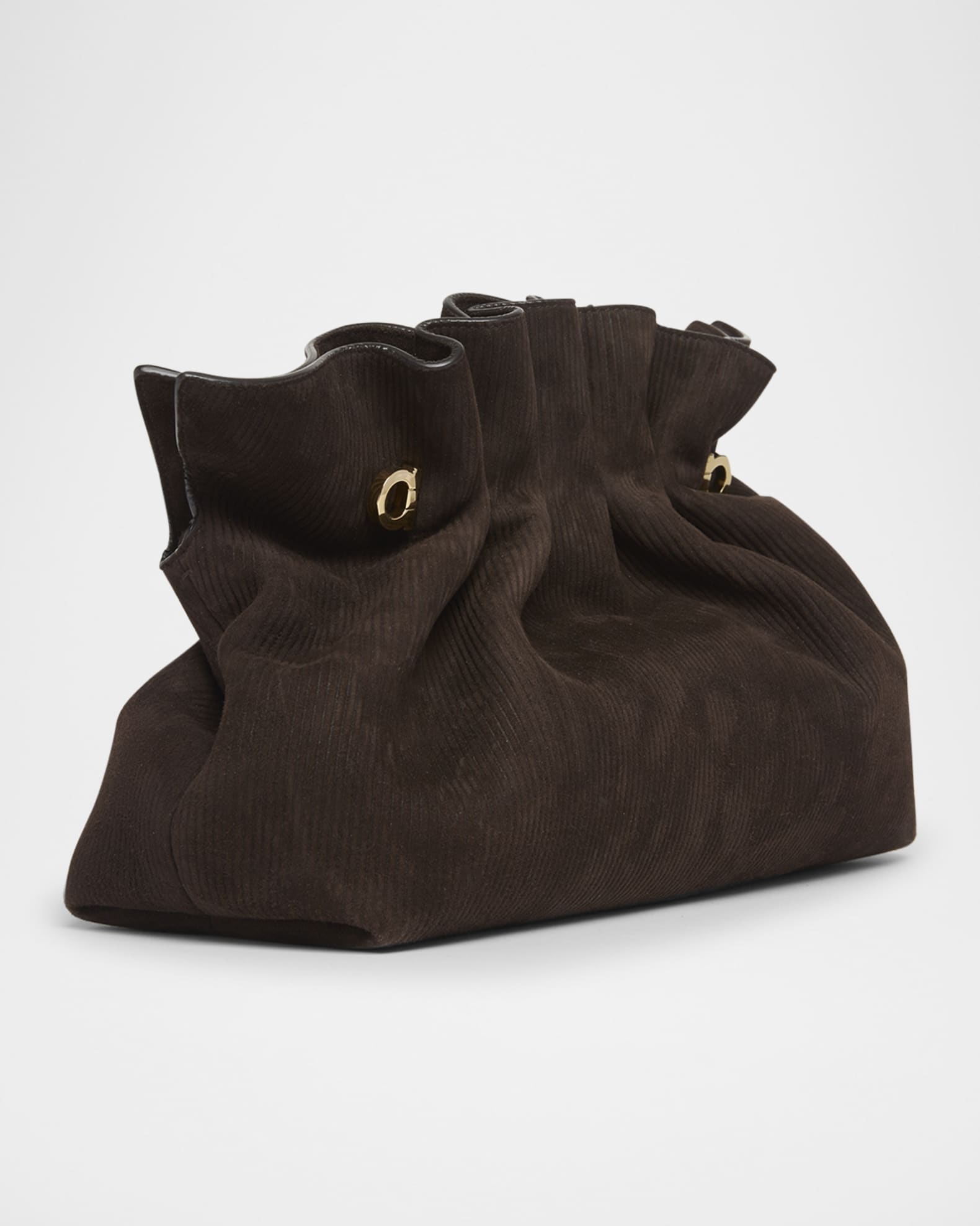 Ferragamo Dumpling Suede Corduroy Shoulder Bag | Neiman Marcus