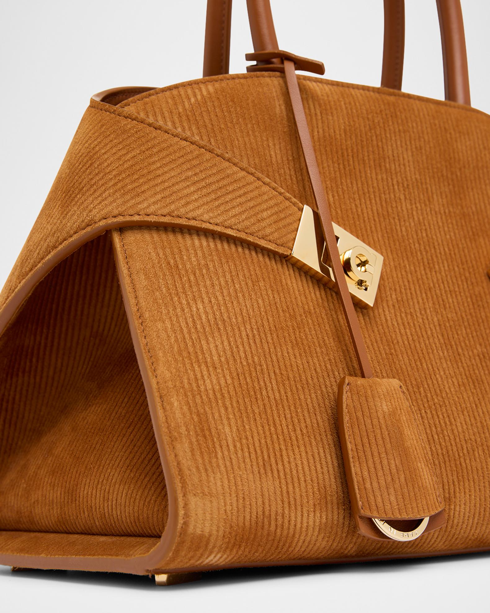 Ferragamo Hug Suede Corduroy Top-Handle Bag | Neiman Marcus