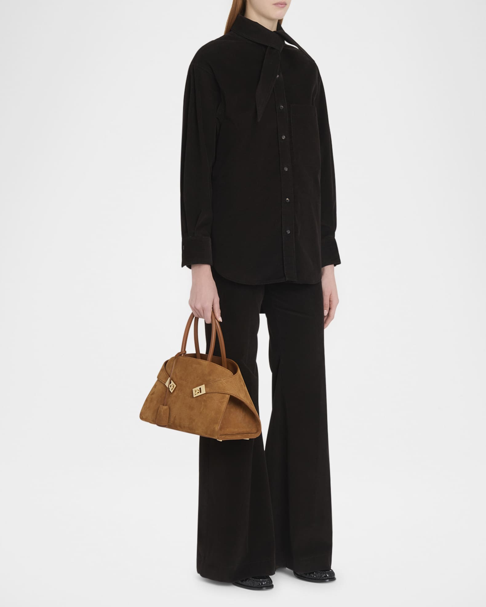 Ferragamo Hug Suede Corduroy Top-Handle Bag | Neiman Marcus