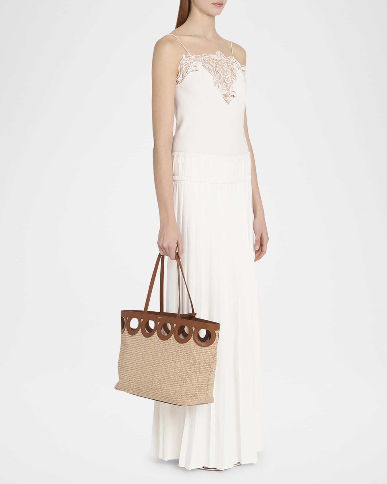 Ferragamo Gancini Frame Raffia Tote Bag | Neiman Marcus