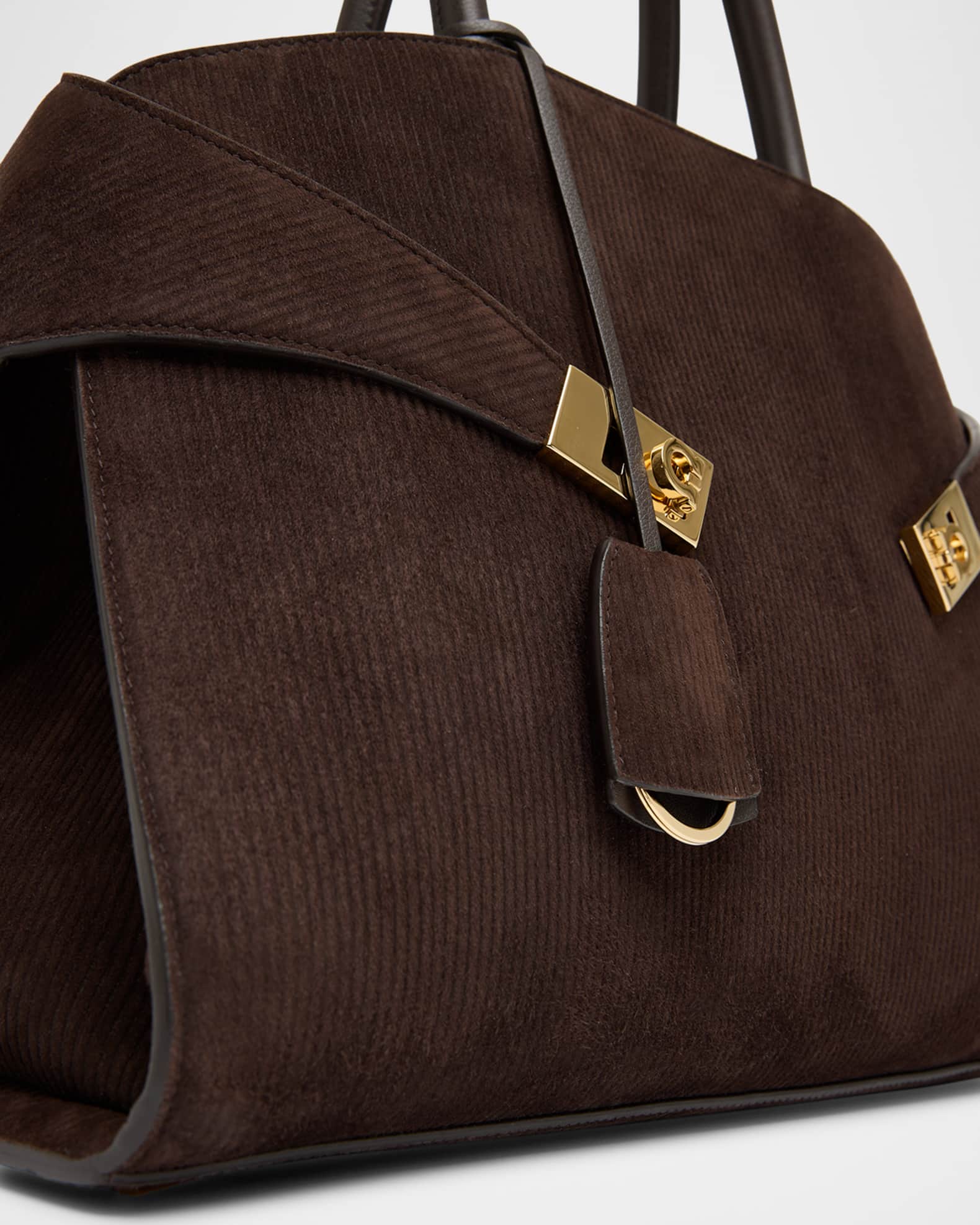 Ferragamo Hug Suede Corduroy Shoulder Bag | Neiman Marcus