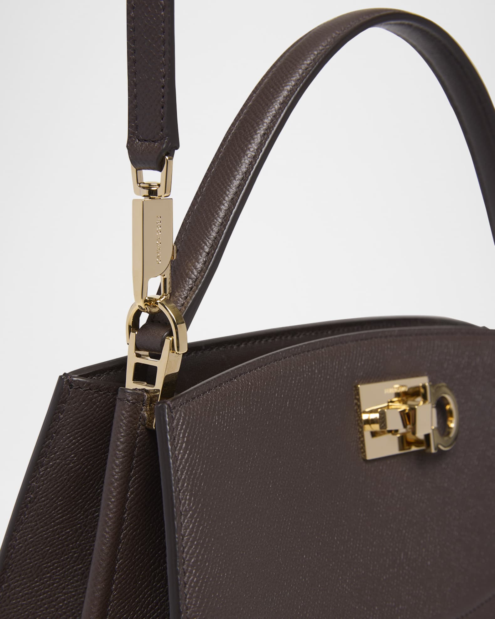 Ferragamo The New Studio Box Leather Top-Handle Bag | Neiman Marcus