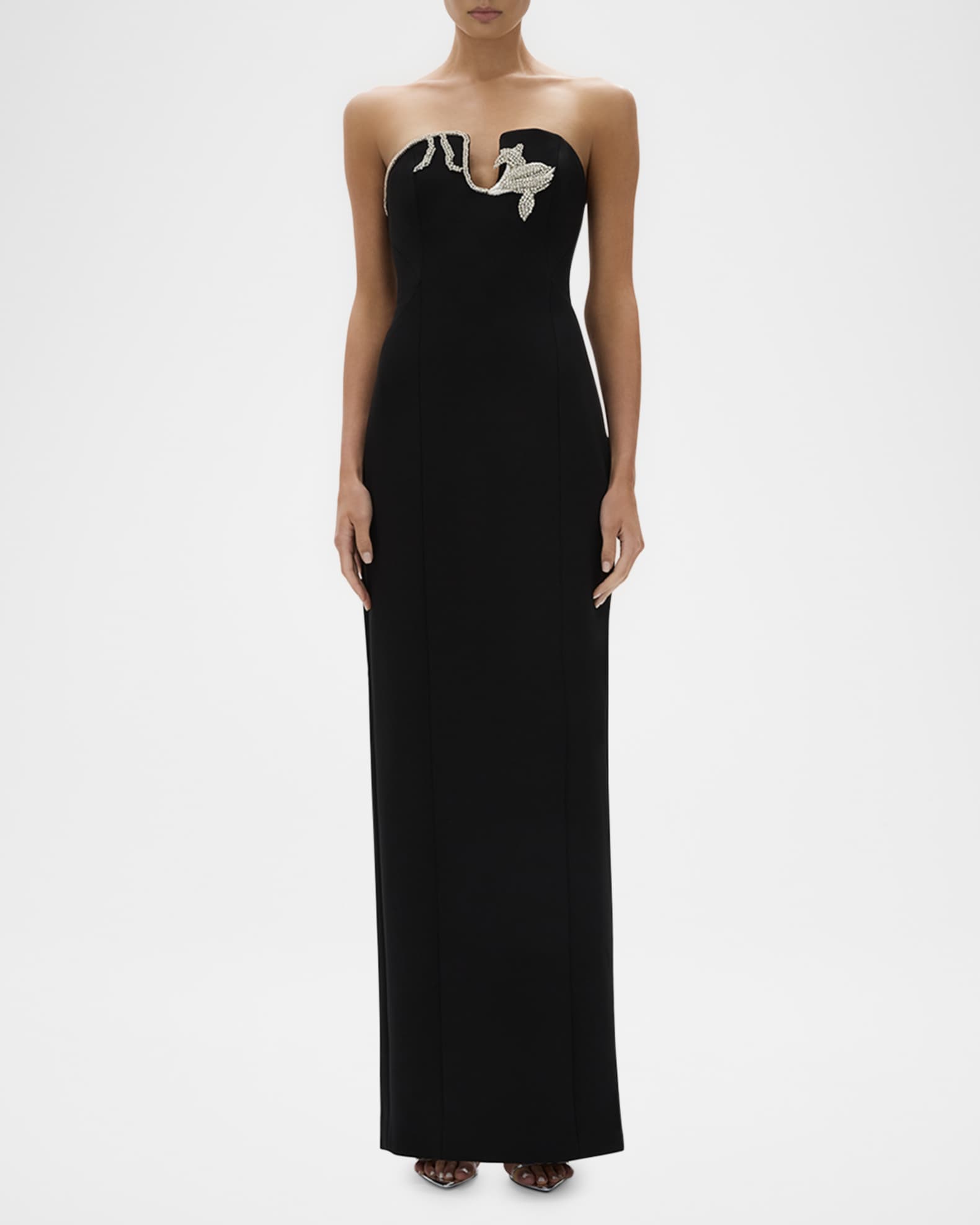 Rachel Gilbert Leura Crystal Flower Strapless Column Gown | Neiman Marcus