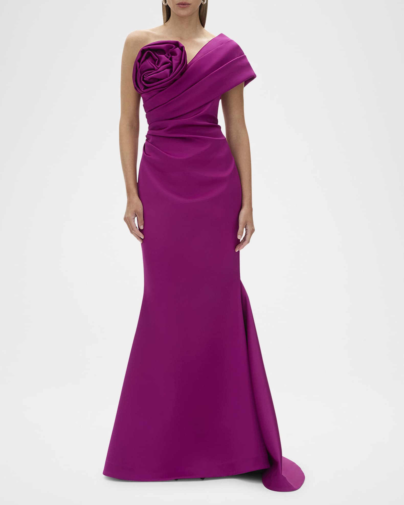 Rachel Gilbert Edan Rosette Off-The-Shoulder Trumpet Gown | Neiman Marcus