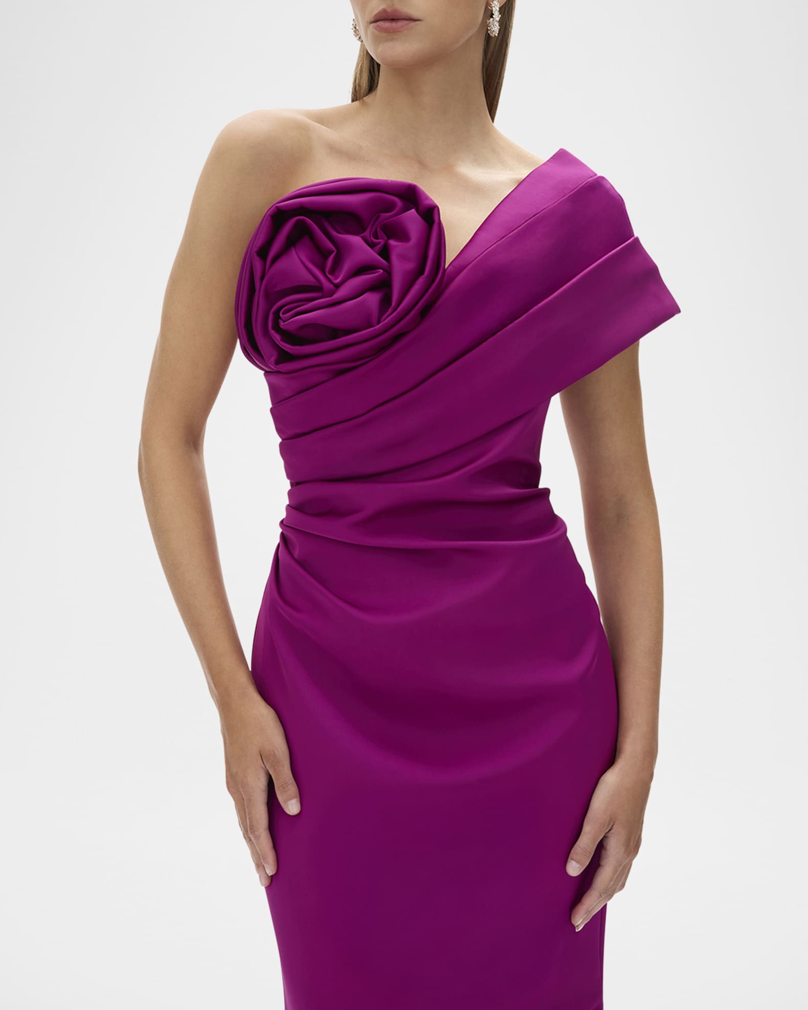 Rachel Gilbert Edan Rosette Off-The-Shoulder Trumpet Gown | Neiman Marcus