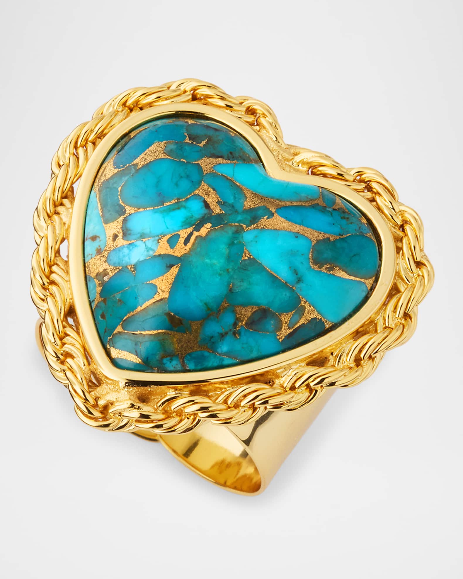 NEST Jewelry Turquoise Heart Rope Chain Statement Ring | Neiman Marcus