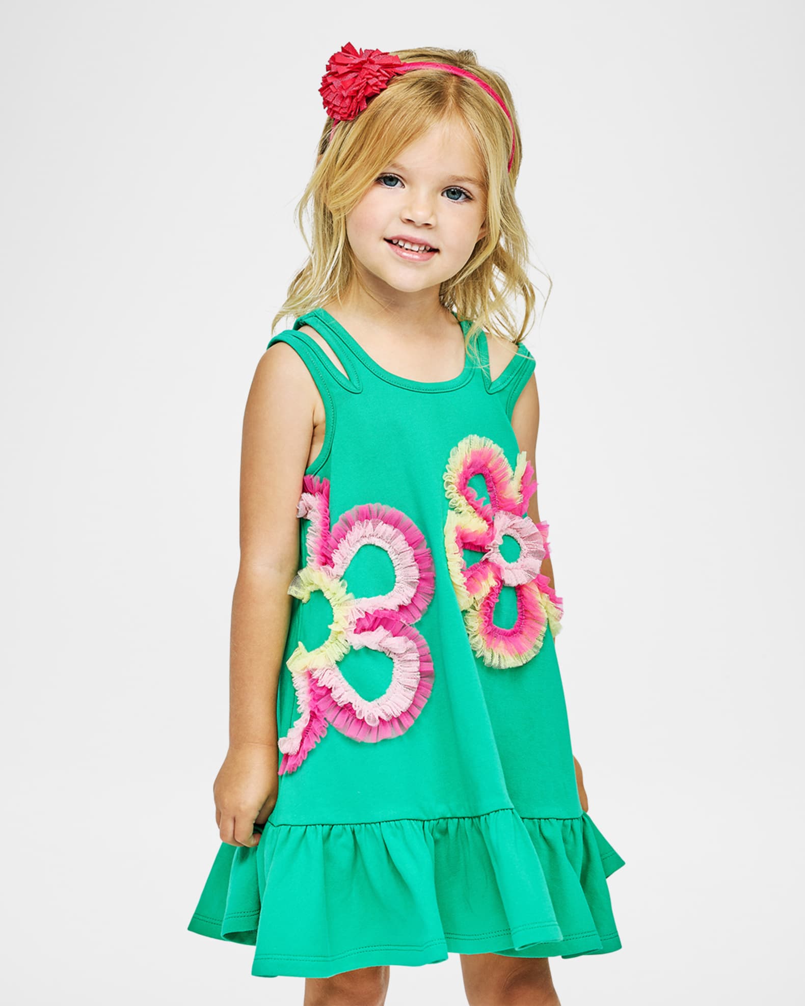 Hannah Banana Girl's Jersey Tank Dress W/ Tulle Flowers, Size 2T-10 ...