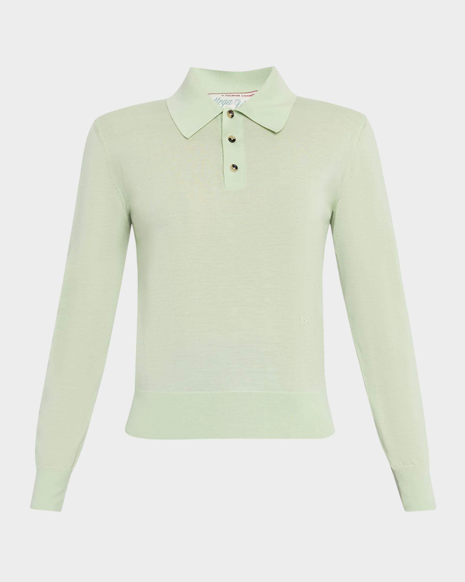 Bottega Veneta Long-Sleeve Fine Cashmere Polo Sweater | Neiman Marcus