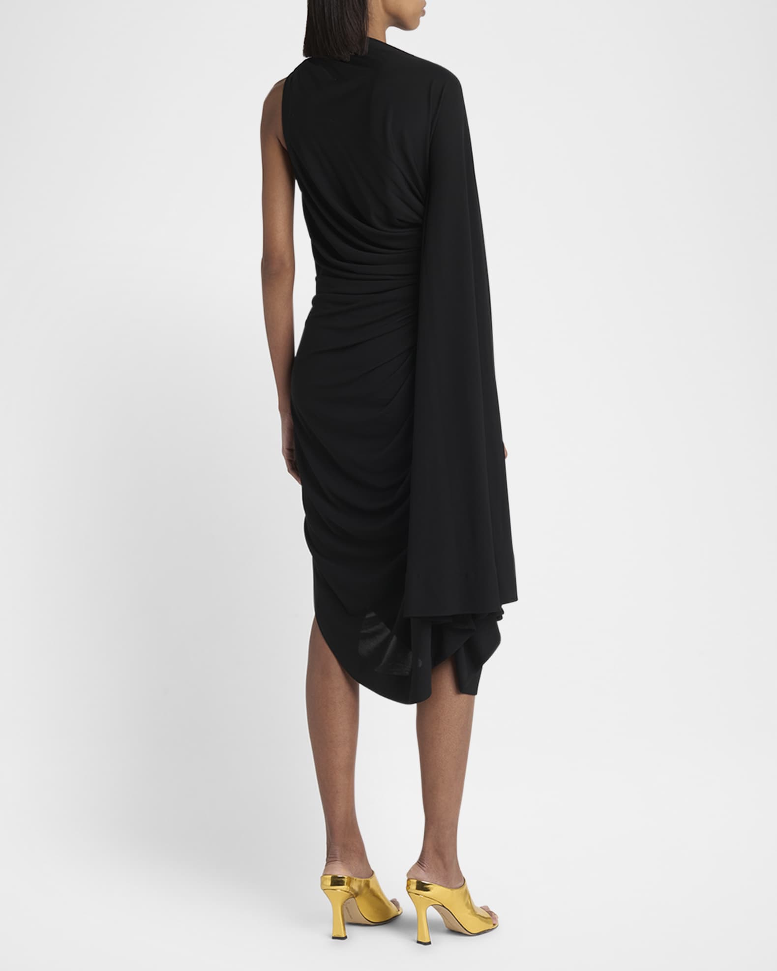 Bottega Veneta Frog Draped Matte Viscose Jersey Cape Dress | Neiman Marcus
