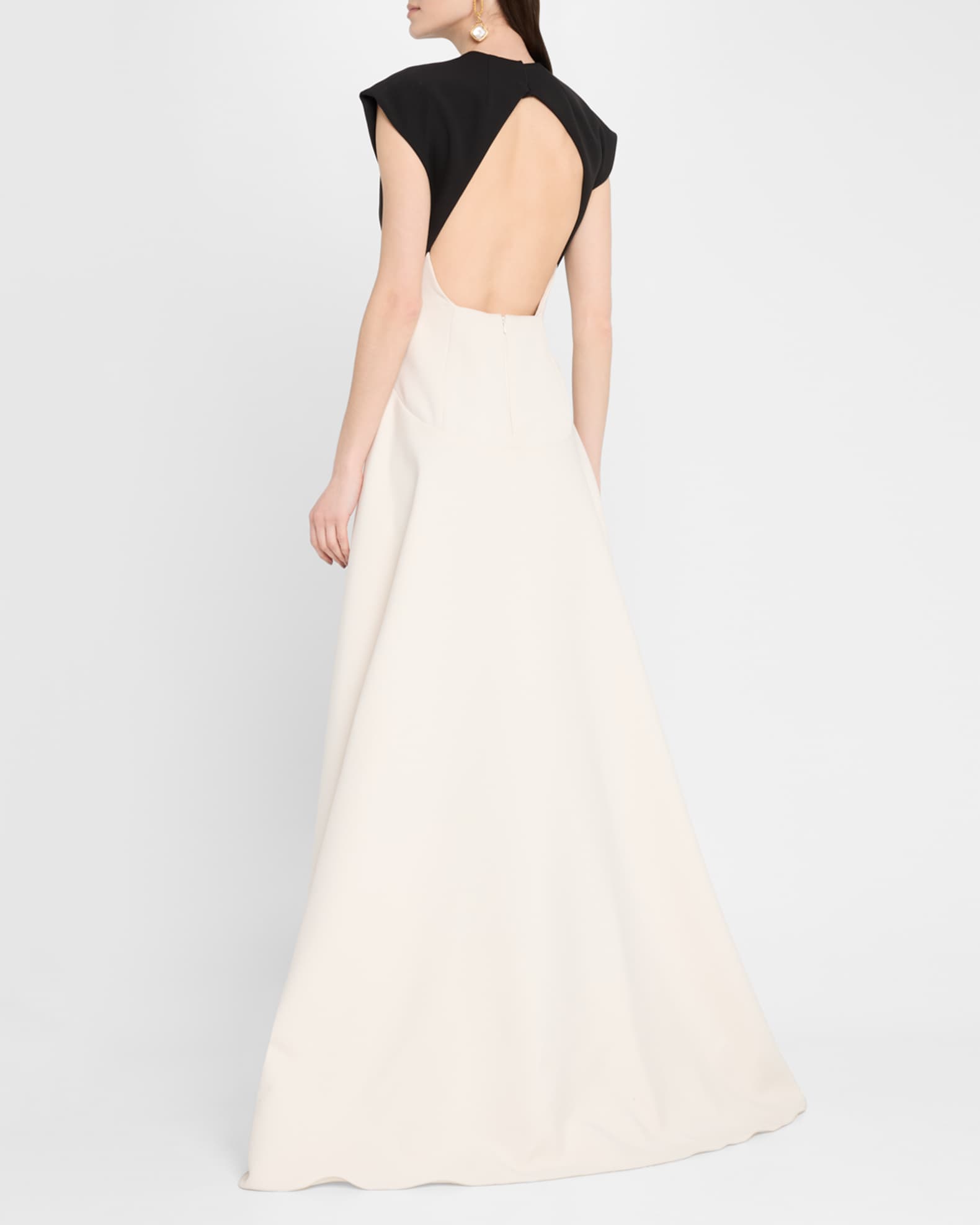 Bibhu Mohapatra Open-Back Colorblock Cady Gown | Neiman Marcus