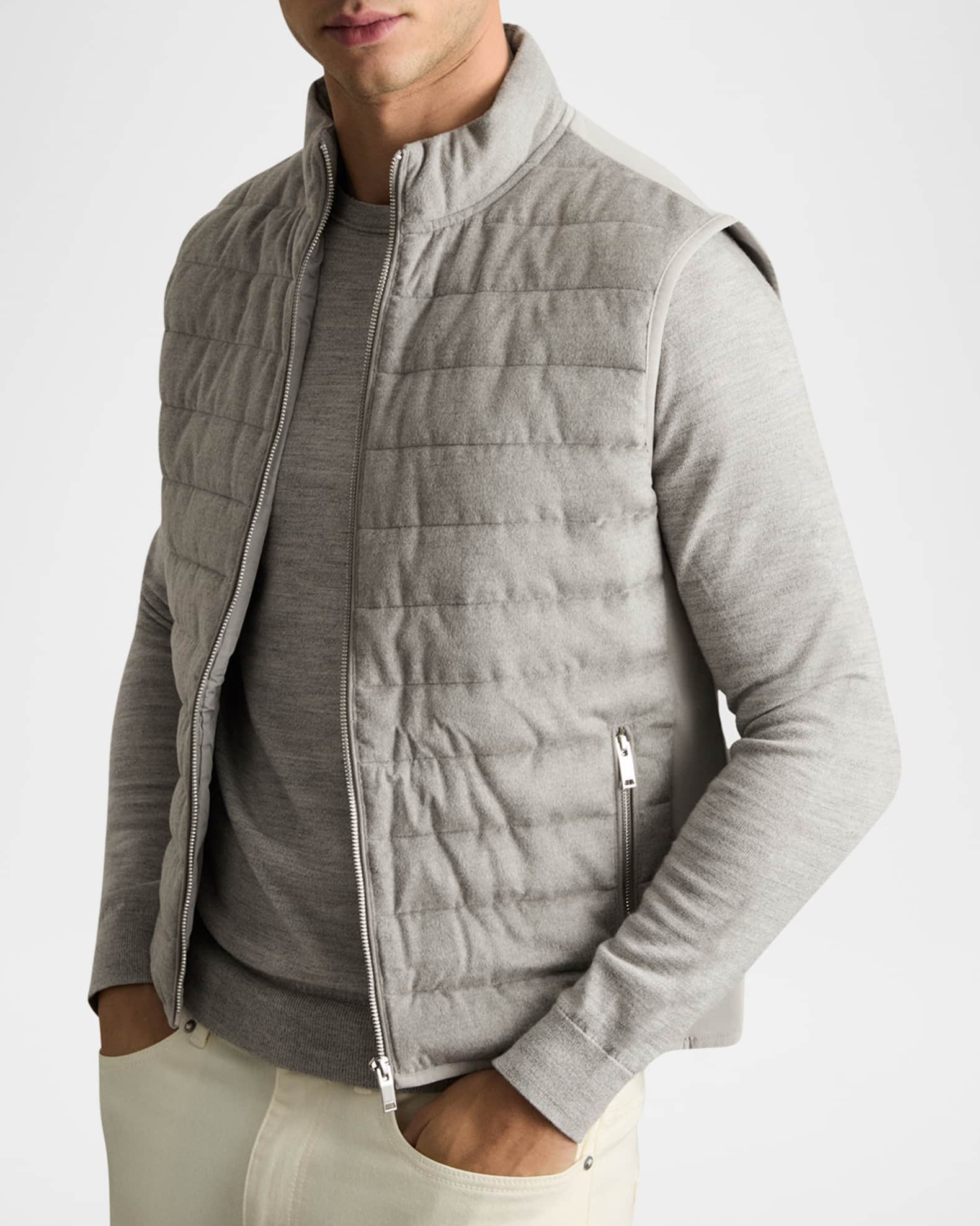 Reiss Men's Field Brushed Jersey Quilted Gilet | Neiman Marcus