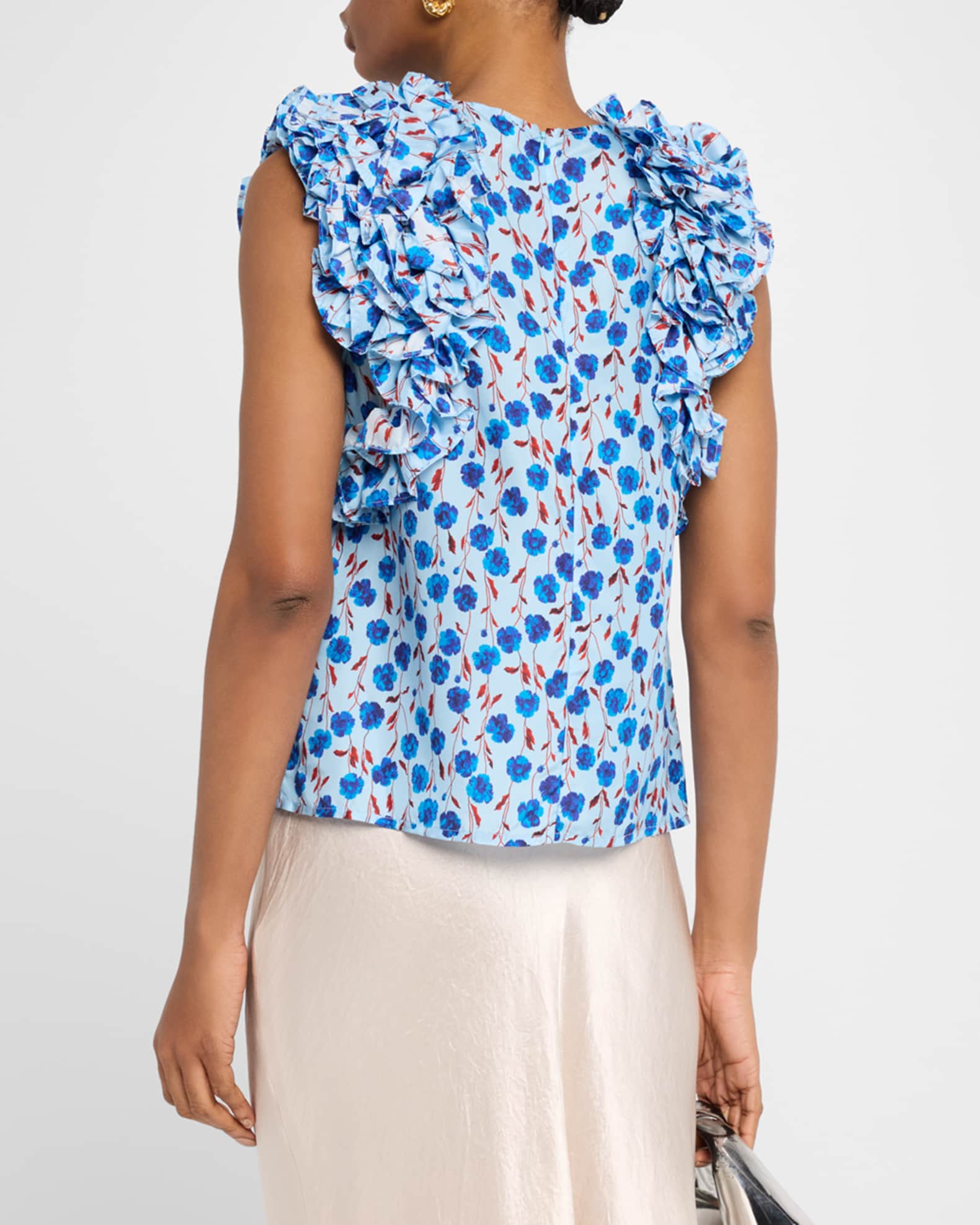 Essentiel Antwerp Honour Multi-Ruffle Silk Blouse | Neiman Marcus