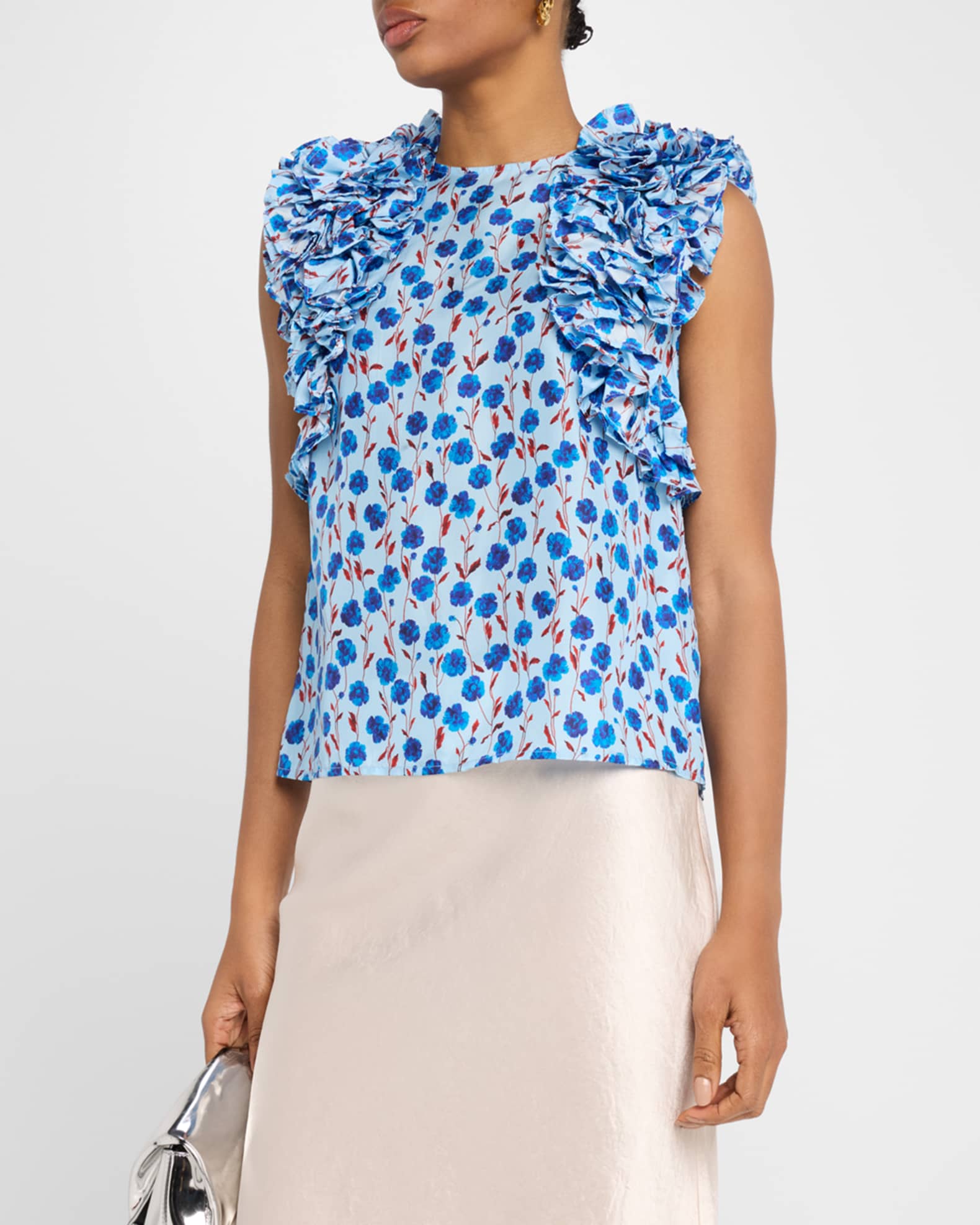 Essentiel Antwerp Honour Multi-Ruffle Silk Blouse | Neiman Marcus